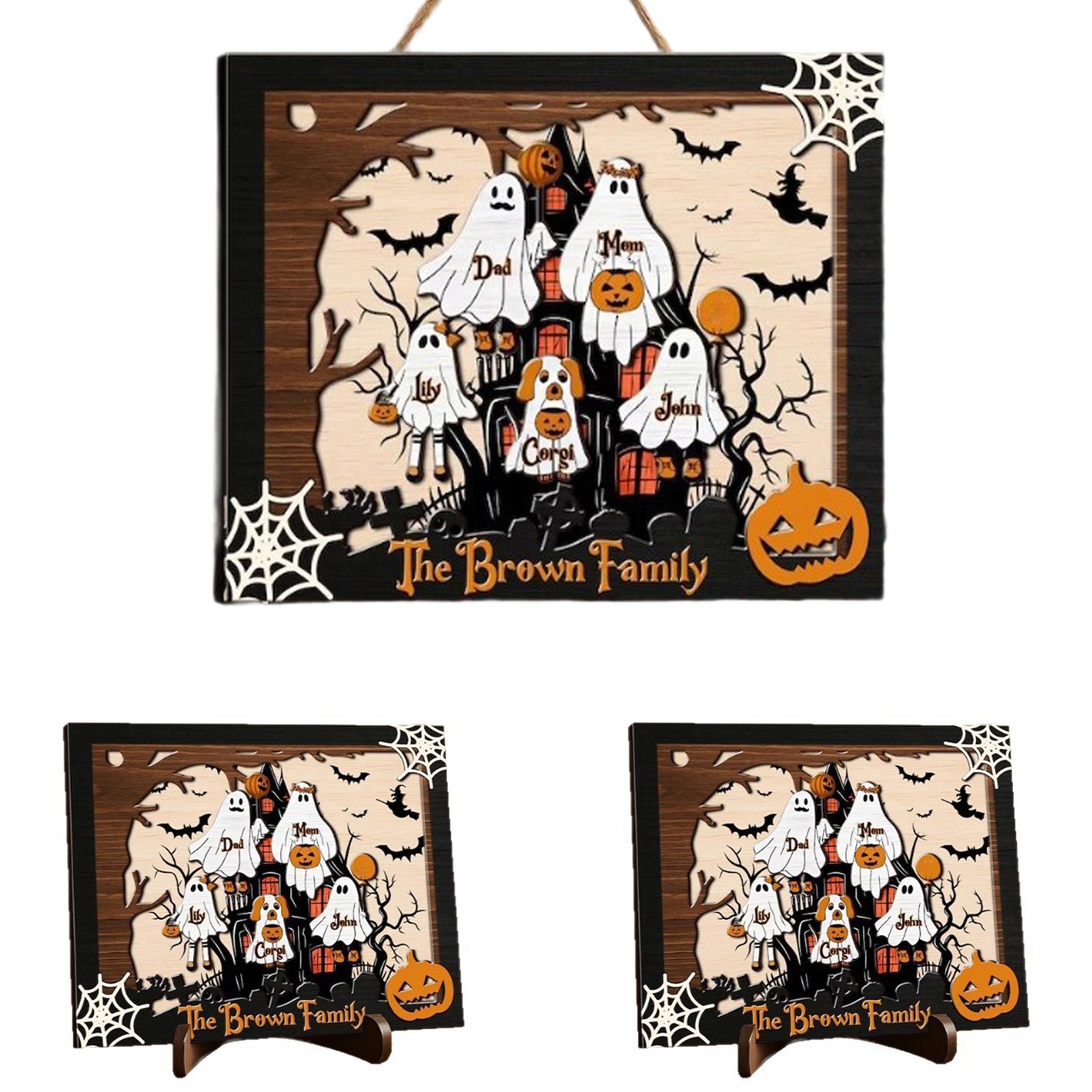 Halloween Personalized Halloween Family Door Sign, Custom Ghost Family ...
