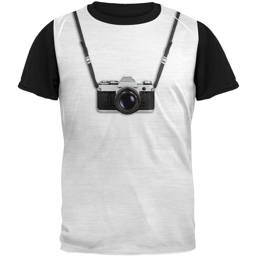 Halloween Photographer Film Camera Costume Adult Black Back T-Shirt ...