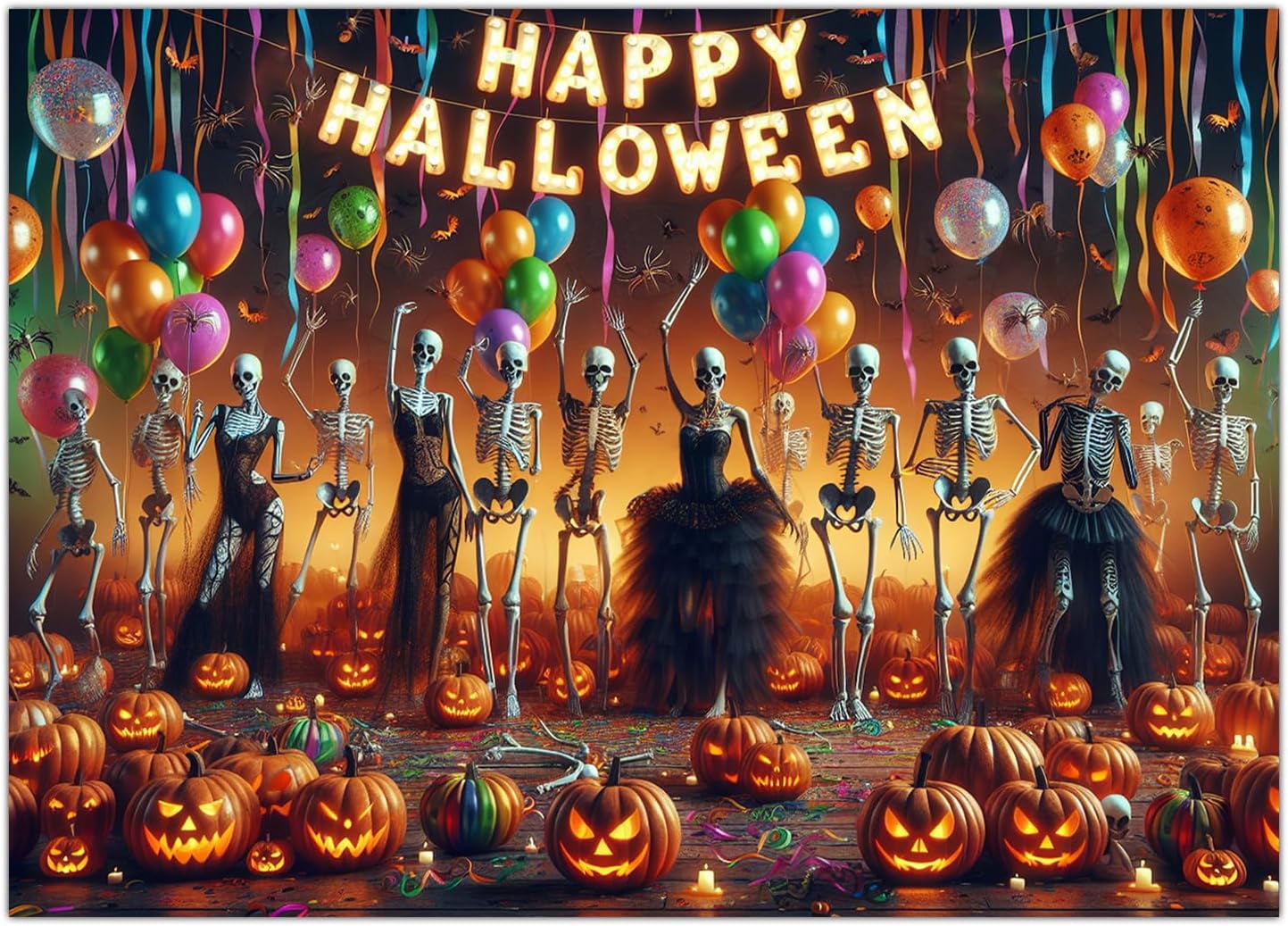 Halloween Photography Backdrop Funny Skeleton Dance Party Halloween ...