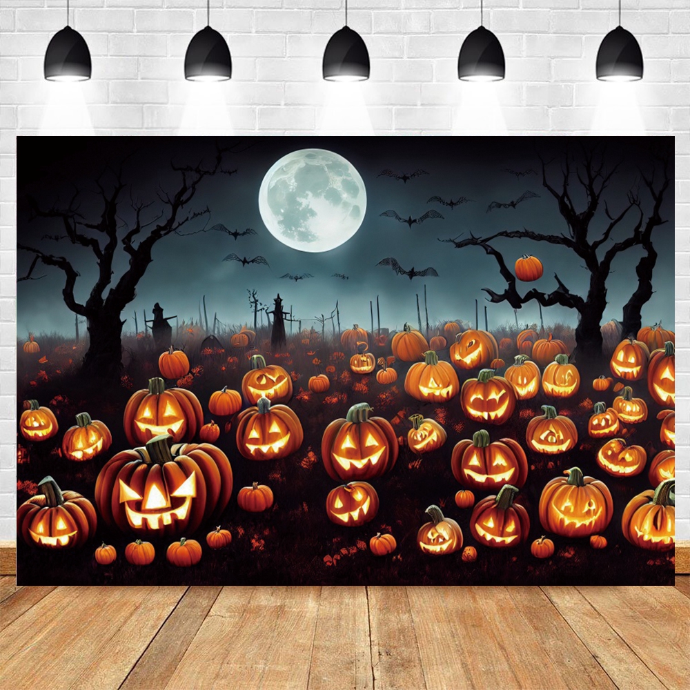 Halloween Photography Backdrop Horror Night Moon Scary Misty Forest ...