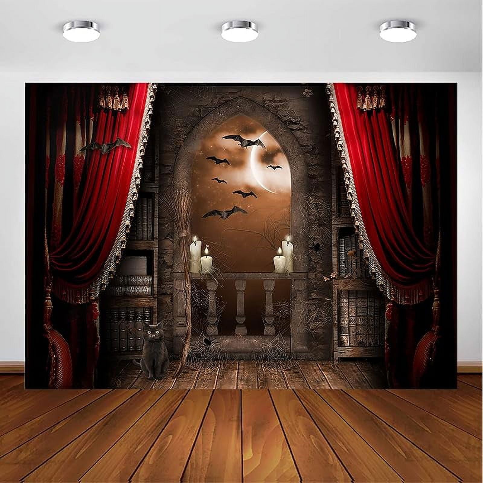 Halloween Photography Backdrop Magical Broom Vampires Medieval Castle ...
