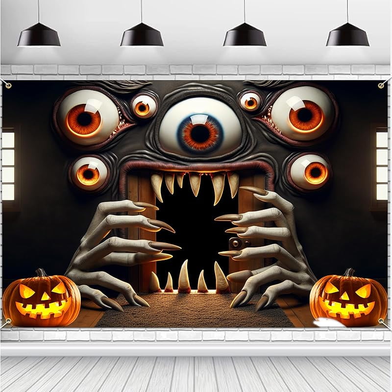 Halloween Photography Backdrop Scary Monster House Spider Pumpkin ...