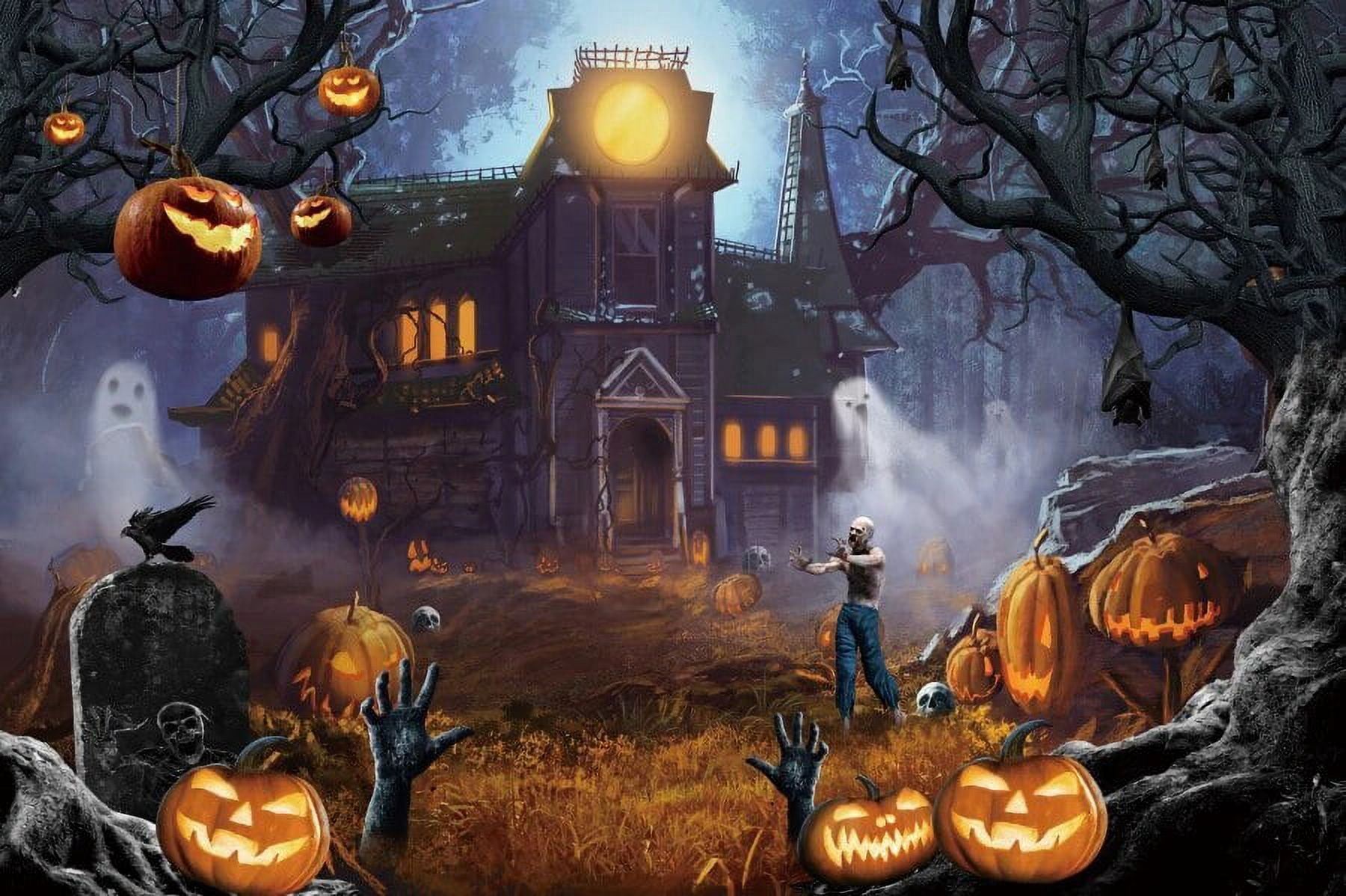 Halloween Photography Backdrop Scary Night Castle Horrible Pumpkin ...