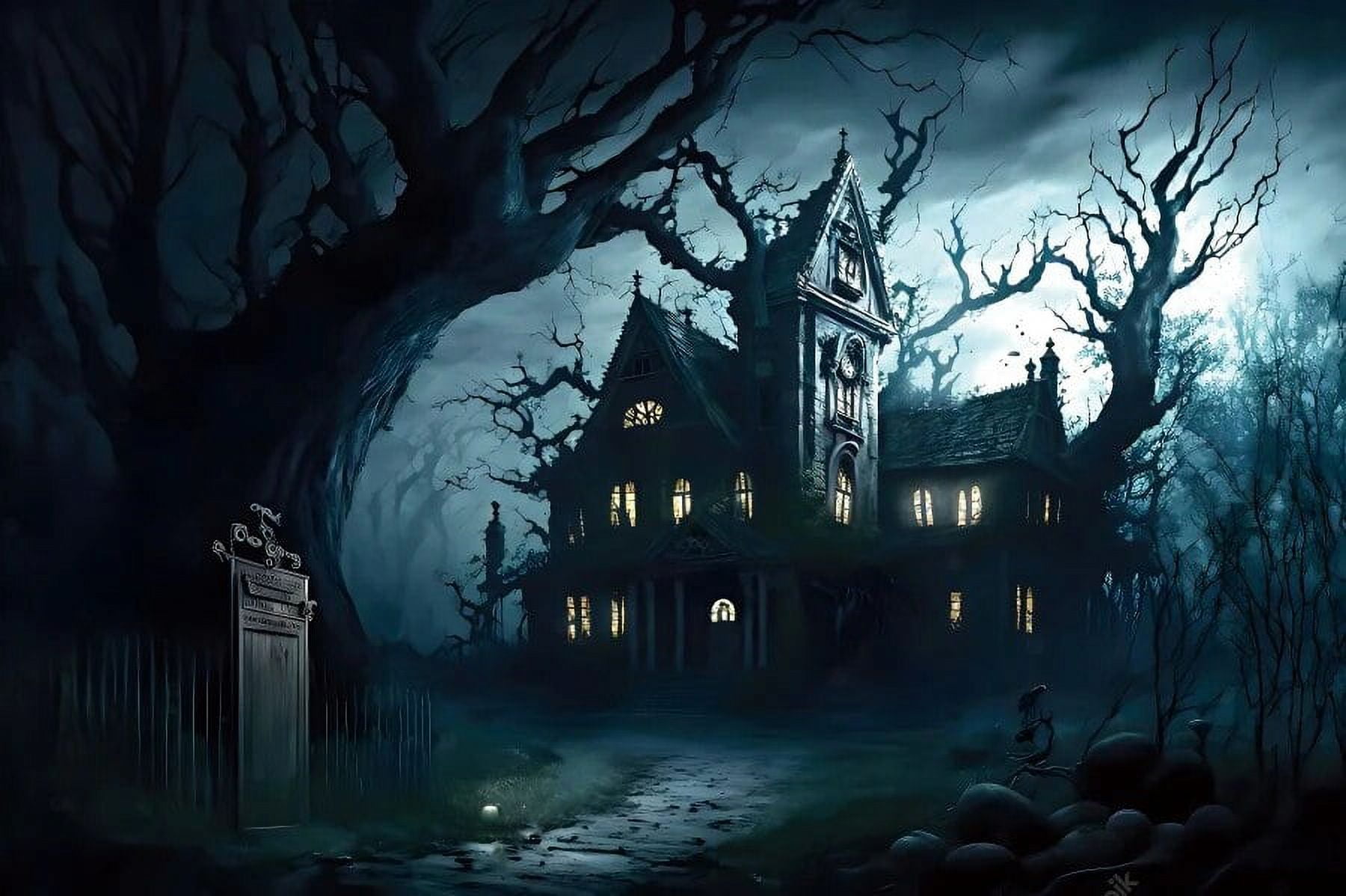 Halloween Photography Backdrop Scary Night Castle Horrible Pumpkin ...