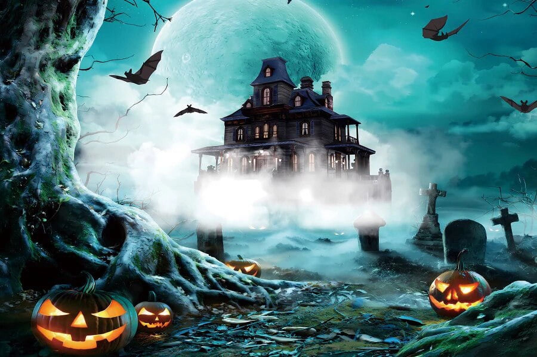 Halloween Photography Backdrop Scary Night Castle Horrible Pumpkin ...