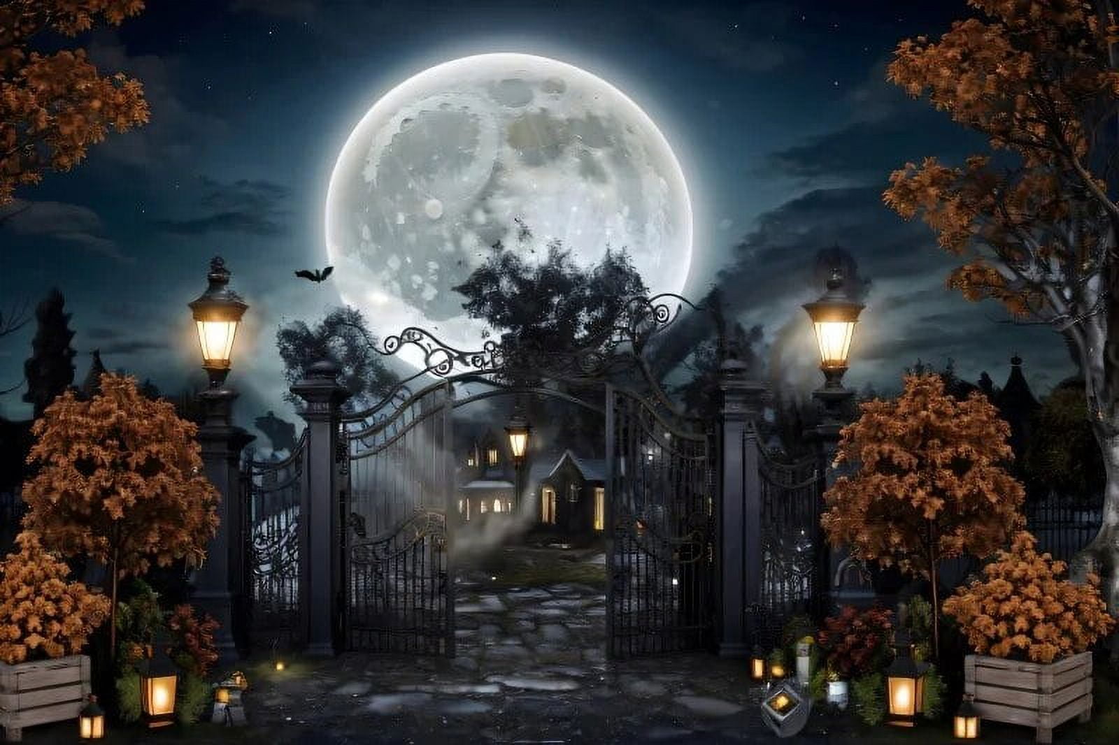 Halloween Photography Backdrop Scary Night Castle Horrible Pumpkin ...