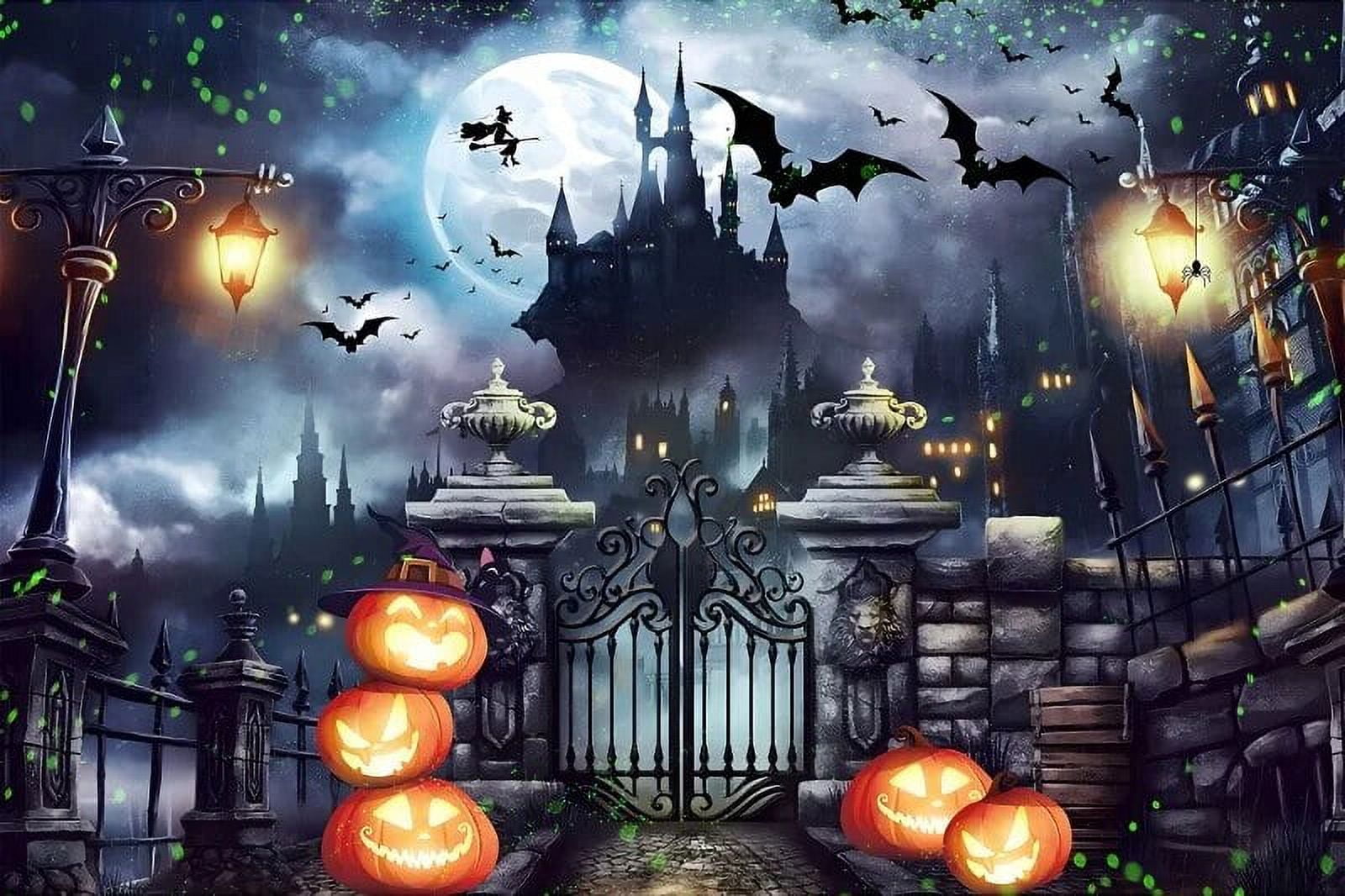 Halloween Photography Backdrop Scary Night Castle Horrible Pumpkin ...