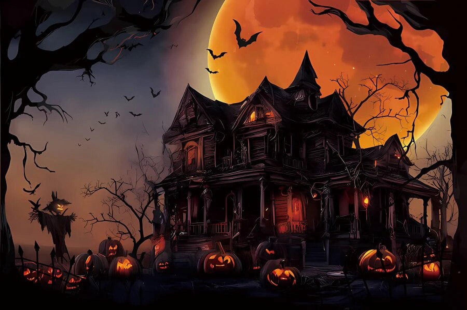 Halloween Photography Backdrop Scary Night Castle Horrible Pumpkin ...