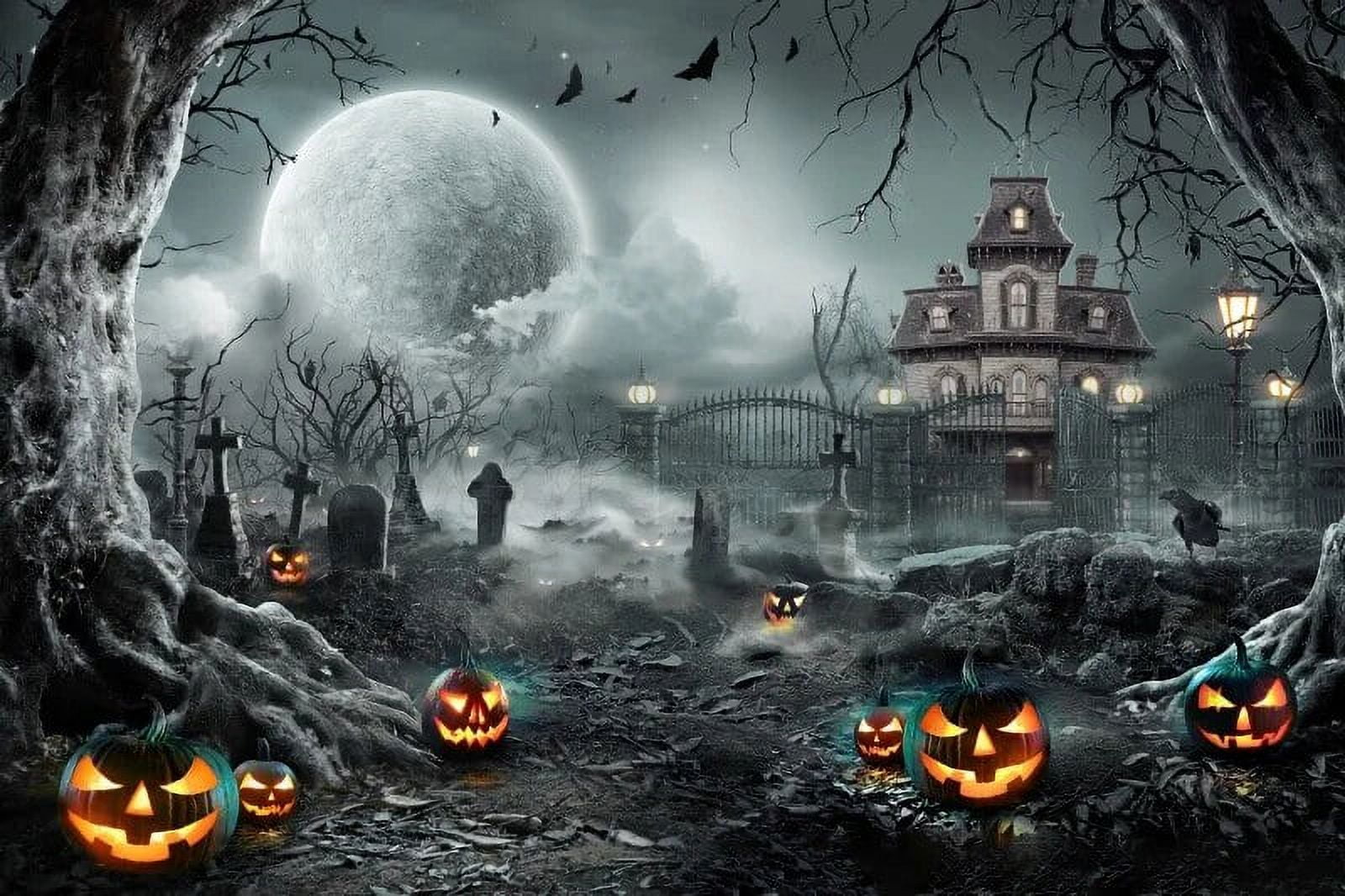 Halloween Photography Backdrop Scary Night Castle Horrible Pumpkin ...