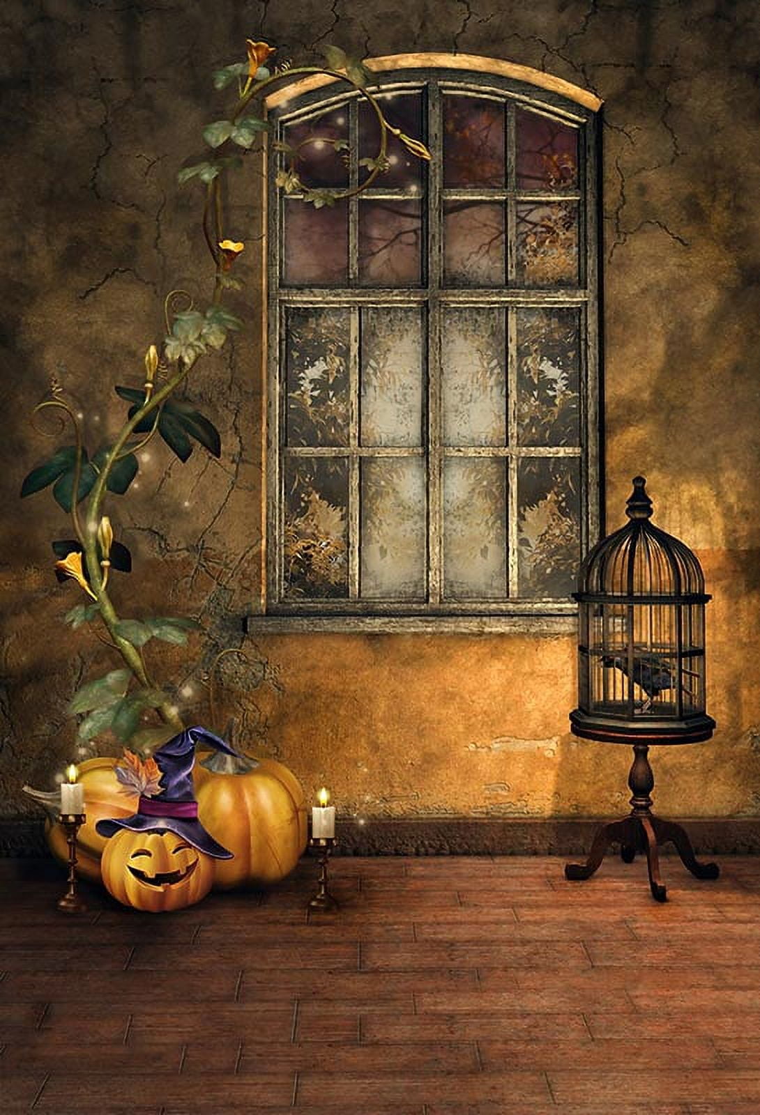 Halloween Photography Backdrops Shabby Wall with Old Window Pumpkins ...