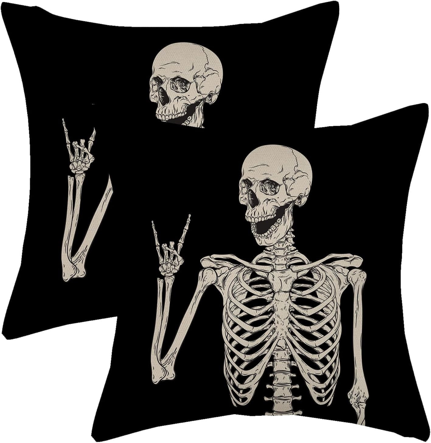 Halloween Pillow Covers 20x20 Skull Human Skeleton Decor Throw Pillows ...