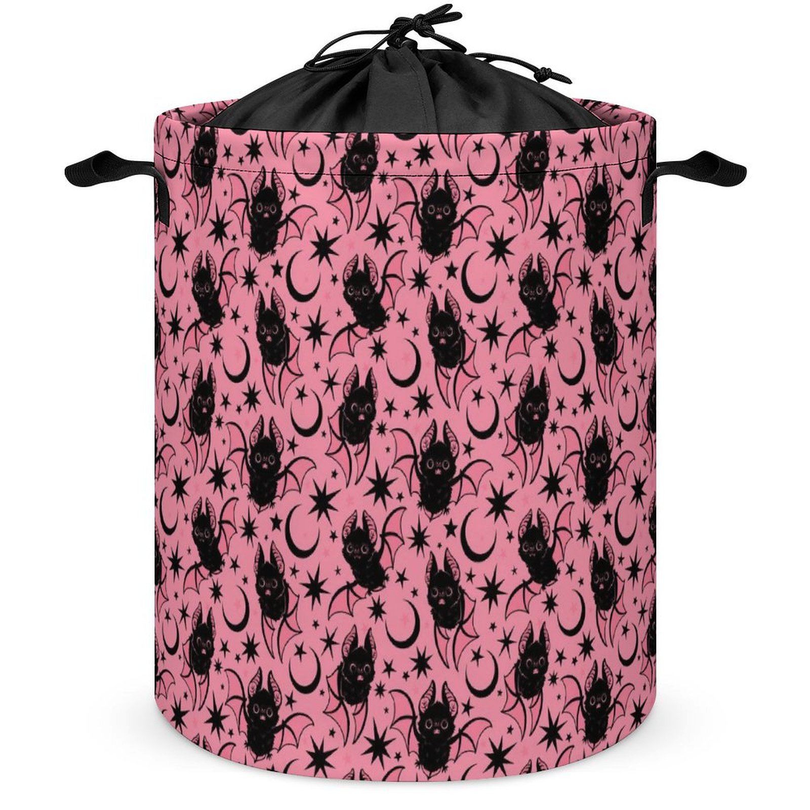 Halloween Pink Bat Laundry Basket Dirty Clothes Hamper, Waterproof ...