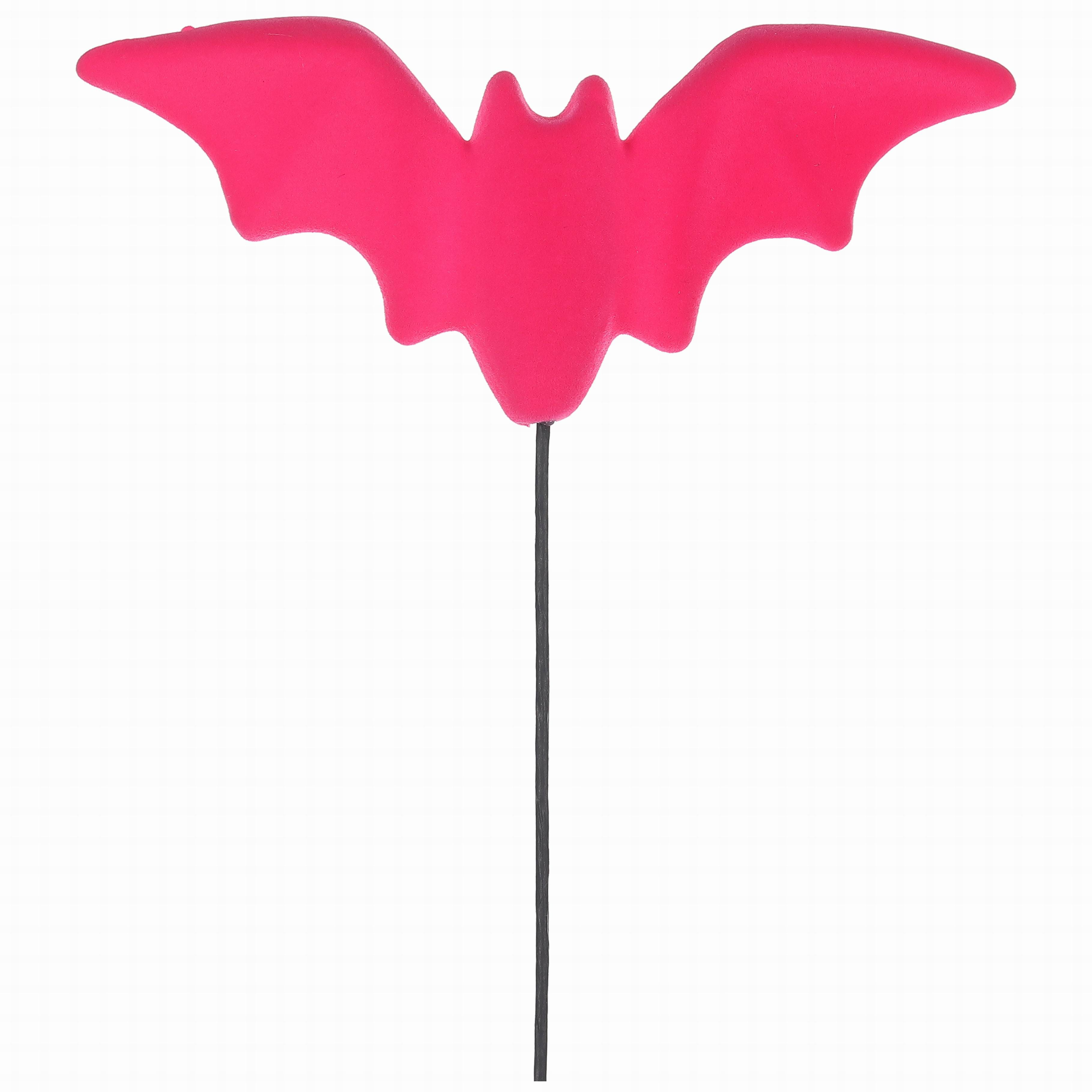 Way To Celebrate Halloween Pink Flocked Foam Bat Pick - 8 - Walmart.com