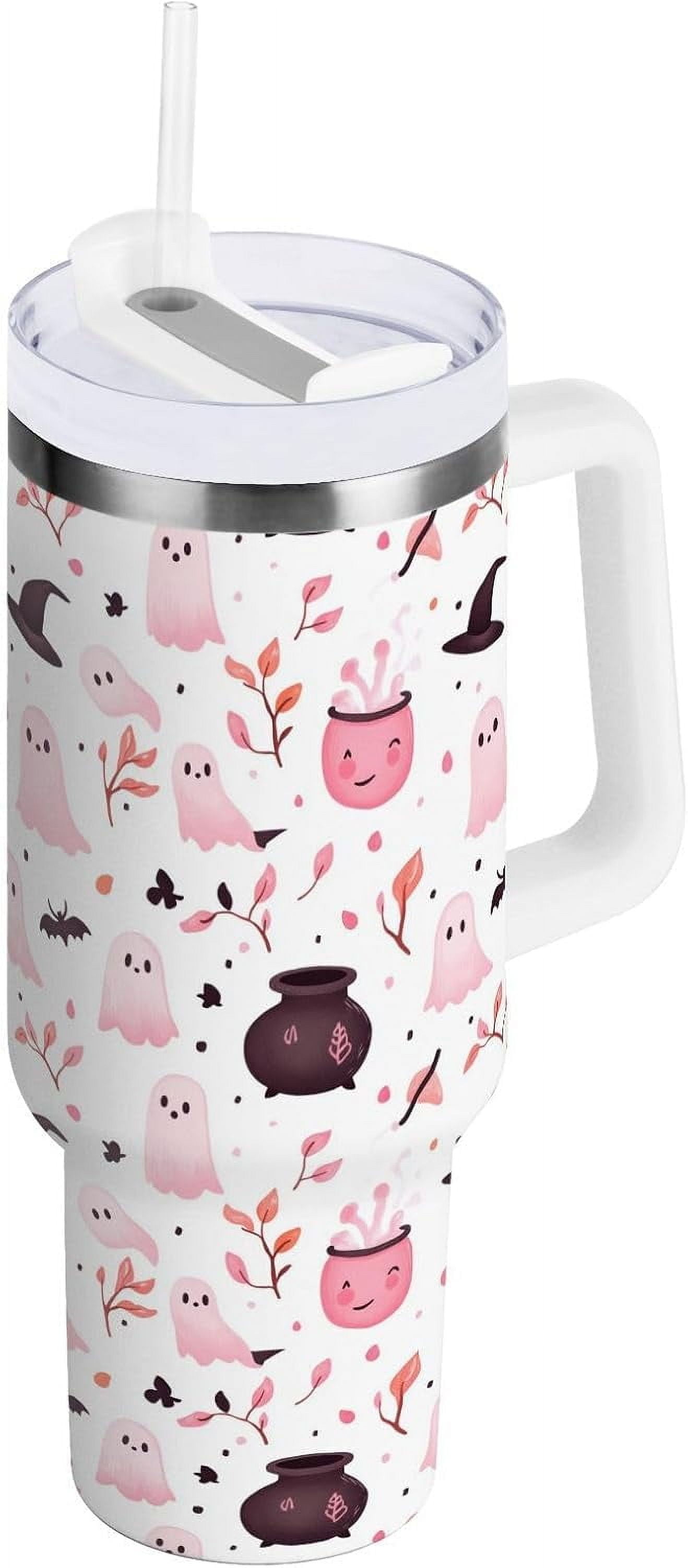 Halloween Pink Ghosts Cauldron Tumbler 40oz - Stainless Steel Insulated ...