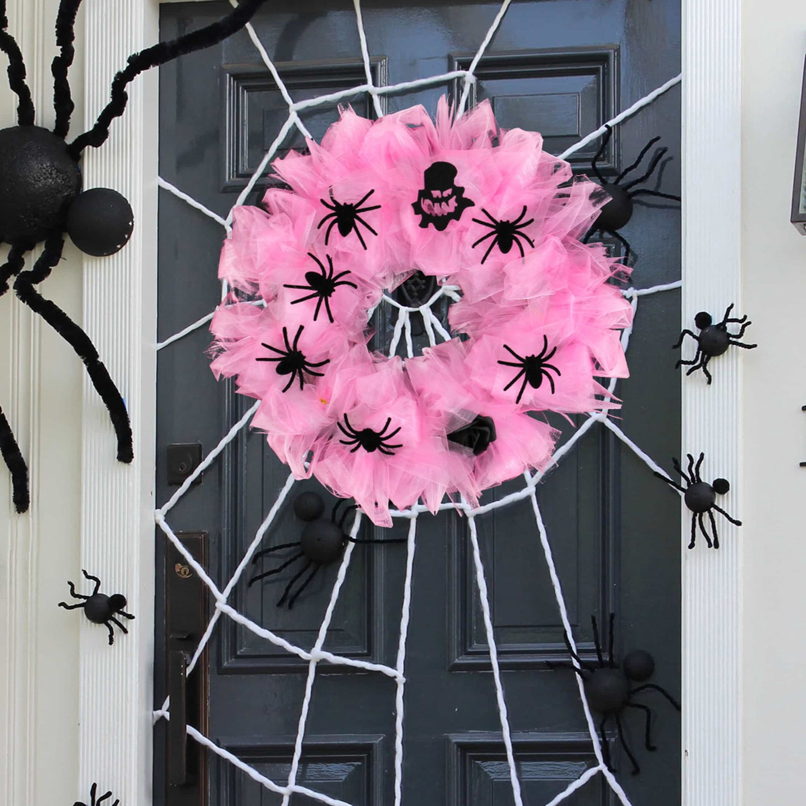 Halloween Pink Spider Wreath Door Hanger - Pink Tulle Door Hanging ...