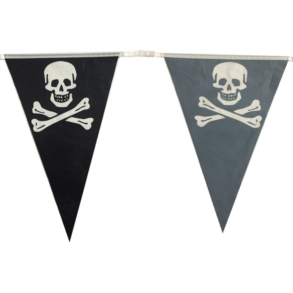 Halloween Pirate Banners Party Decor Skull Pennant Triangle Flags ...