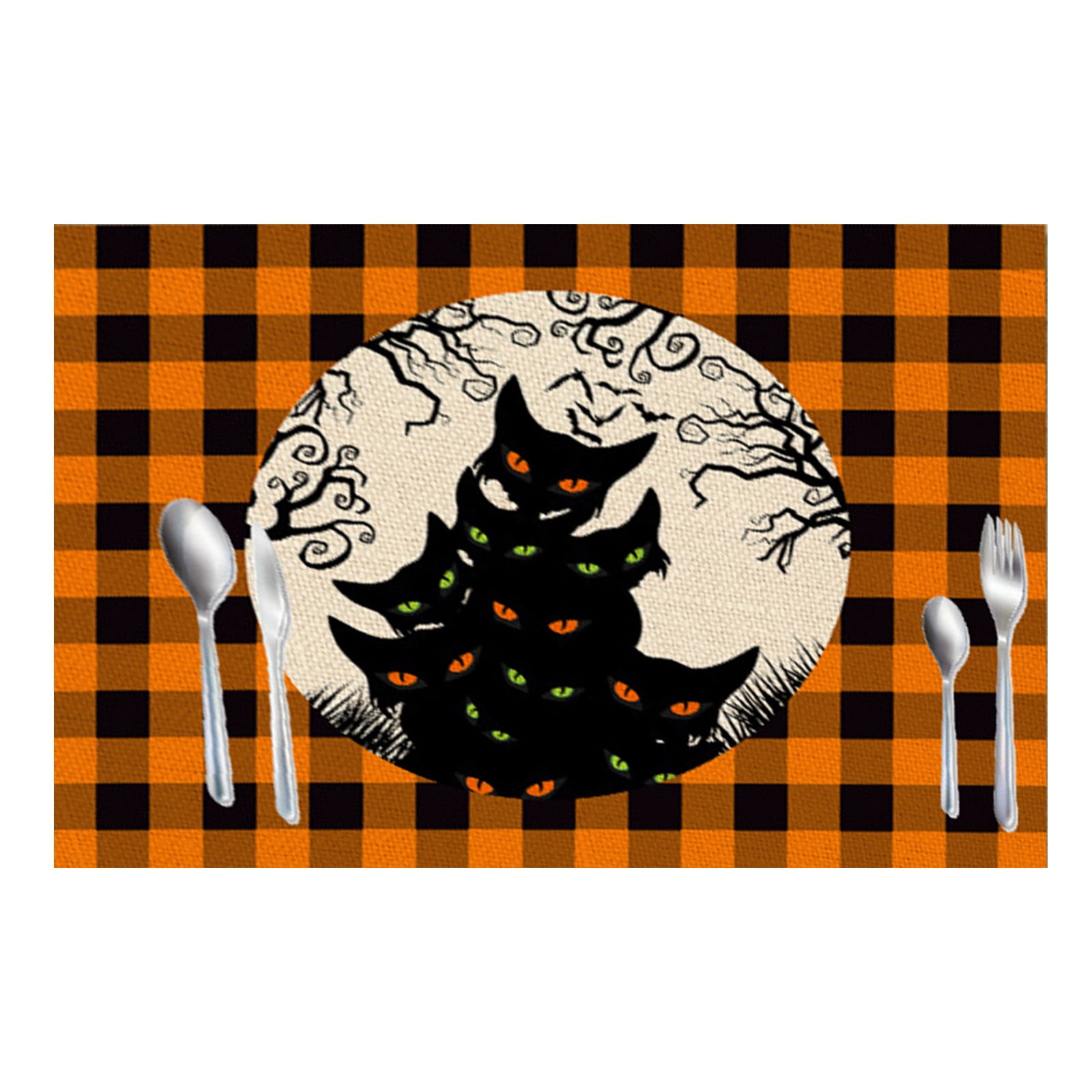 Halloween Placemats, Farmhouse Trick or Treat Kitchen Decor, Rustic ...