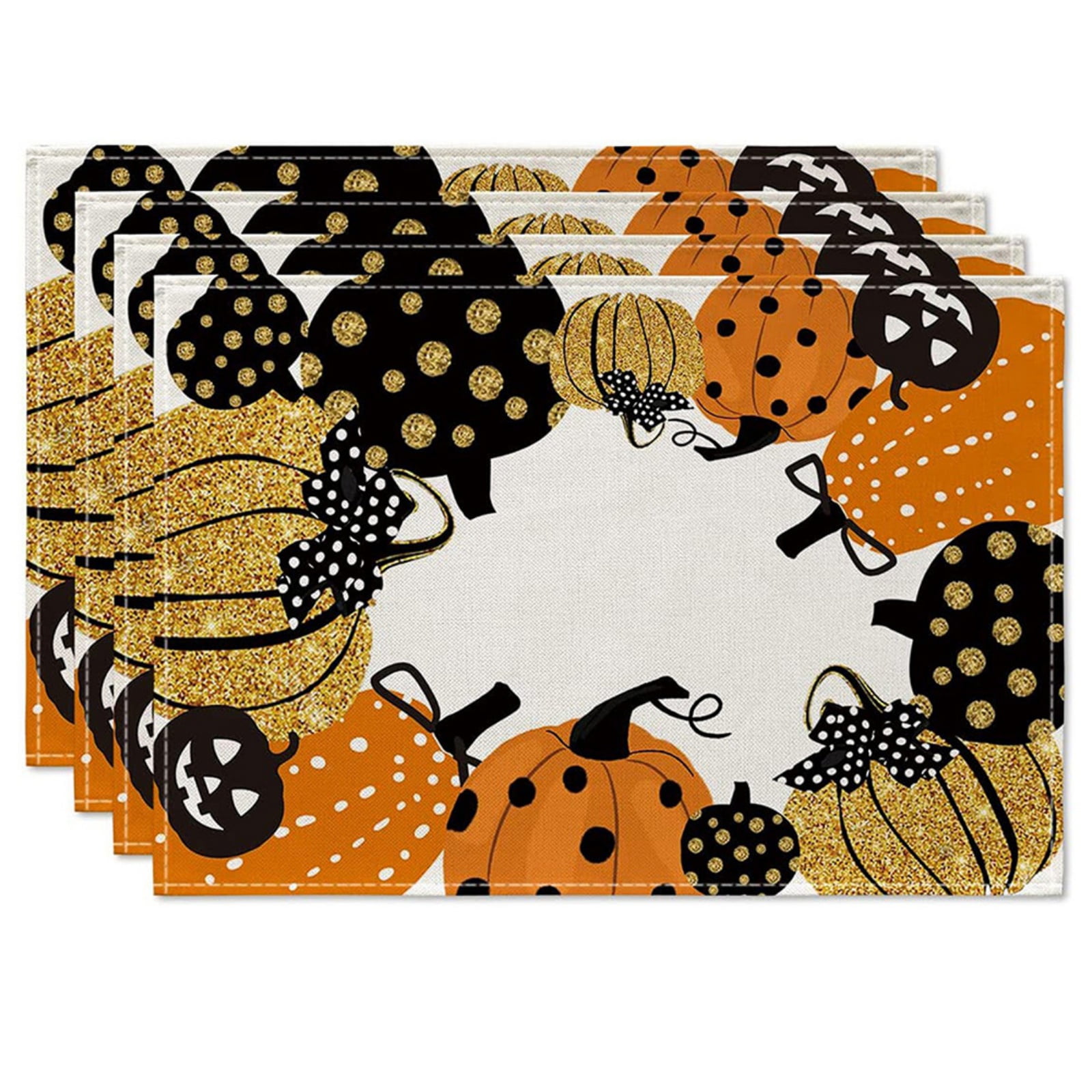 Halloween Placemats Set of 4 Ghost Skeleton Spooky Pumpkins 12x16 Inch ...