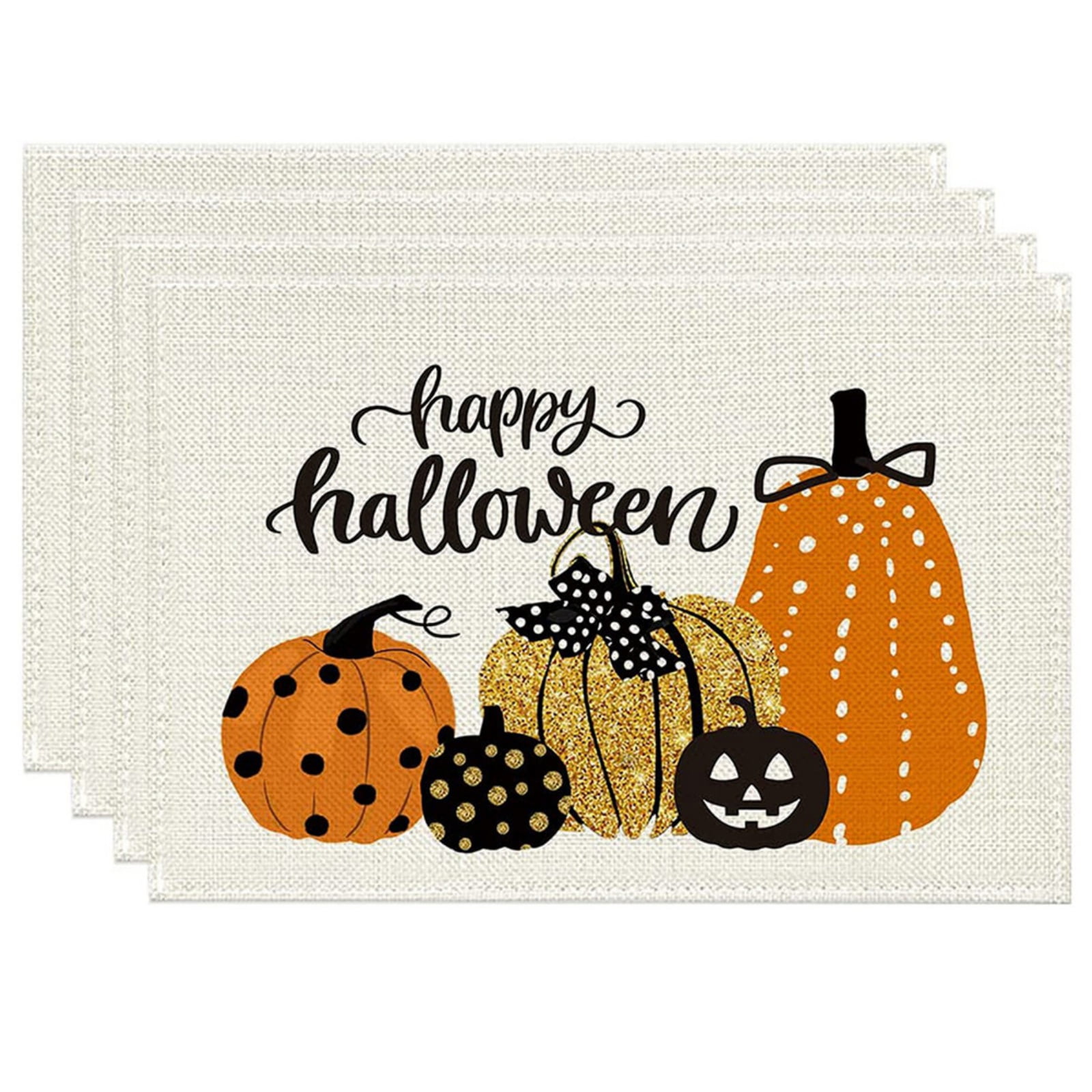 Halloween Placemats Set of 4 Ghost Skeleton Spooky Pumpkins 12x16 Inch ...
