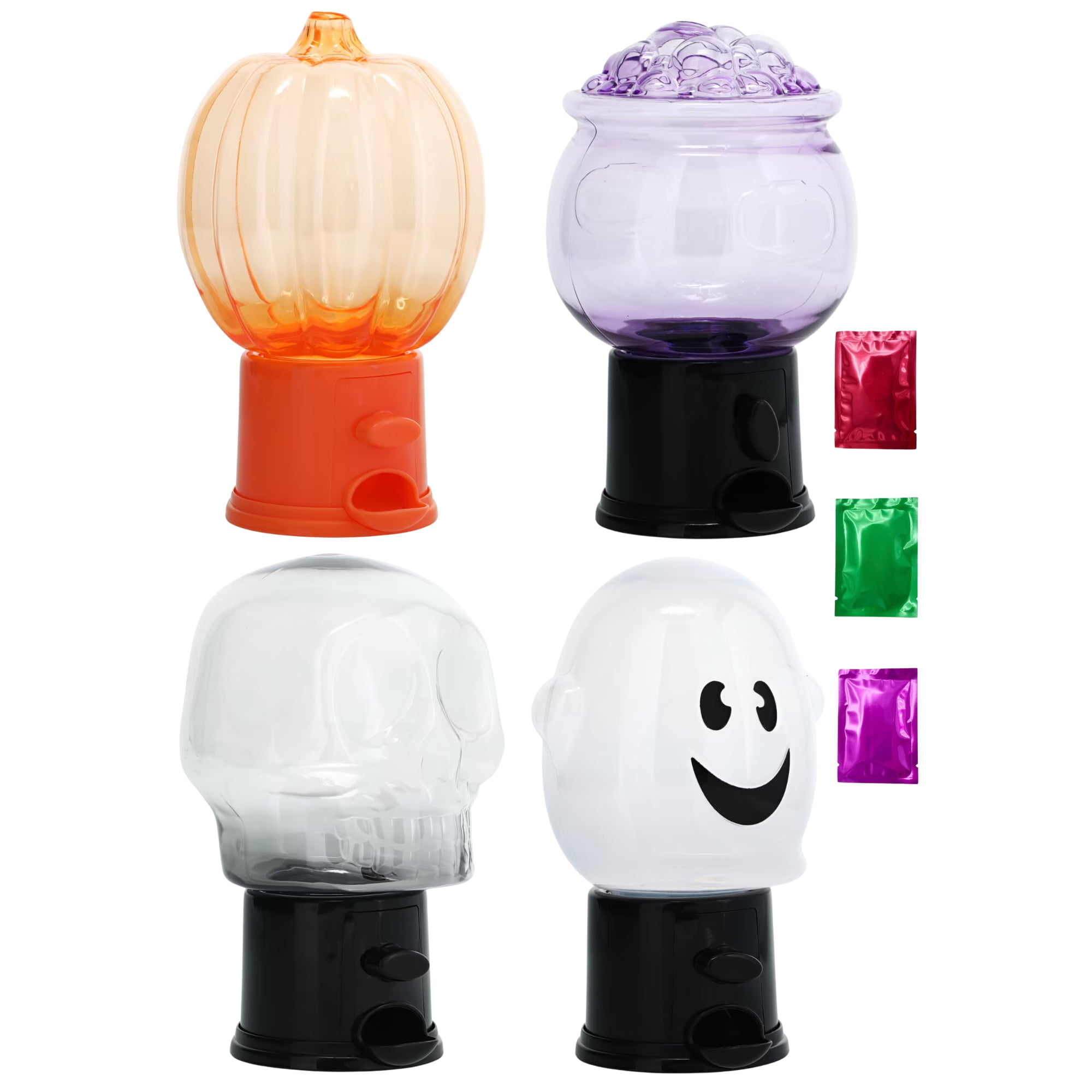 Halloween Plastic Candy Dispensers 6.5 inch, Ghost Pumpkin Cauldron ...