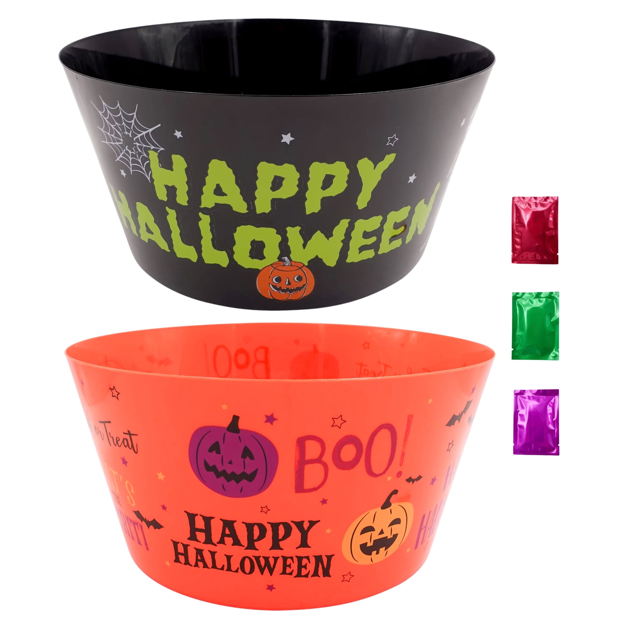 Halloween Plastic Serving Bowls Set of 2, Pumpkin (Color May Vary) Food ...