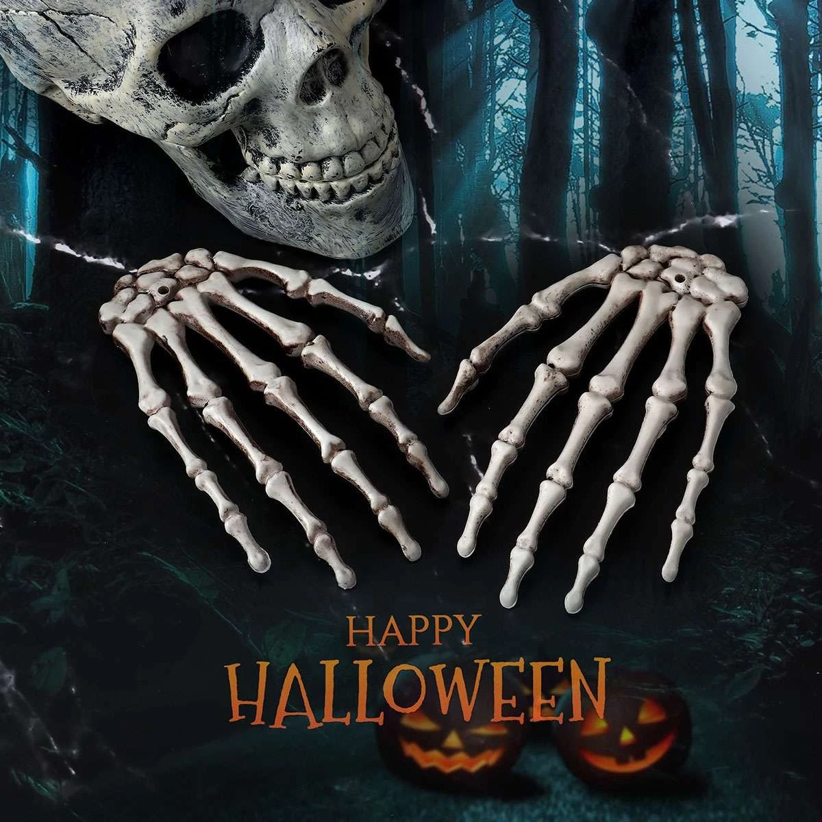 Halloween Plastic Skeleton Hands Realistic Fake Human Hand Bone Party ...