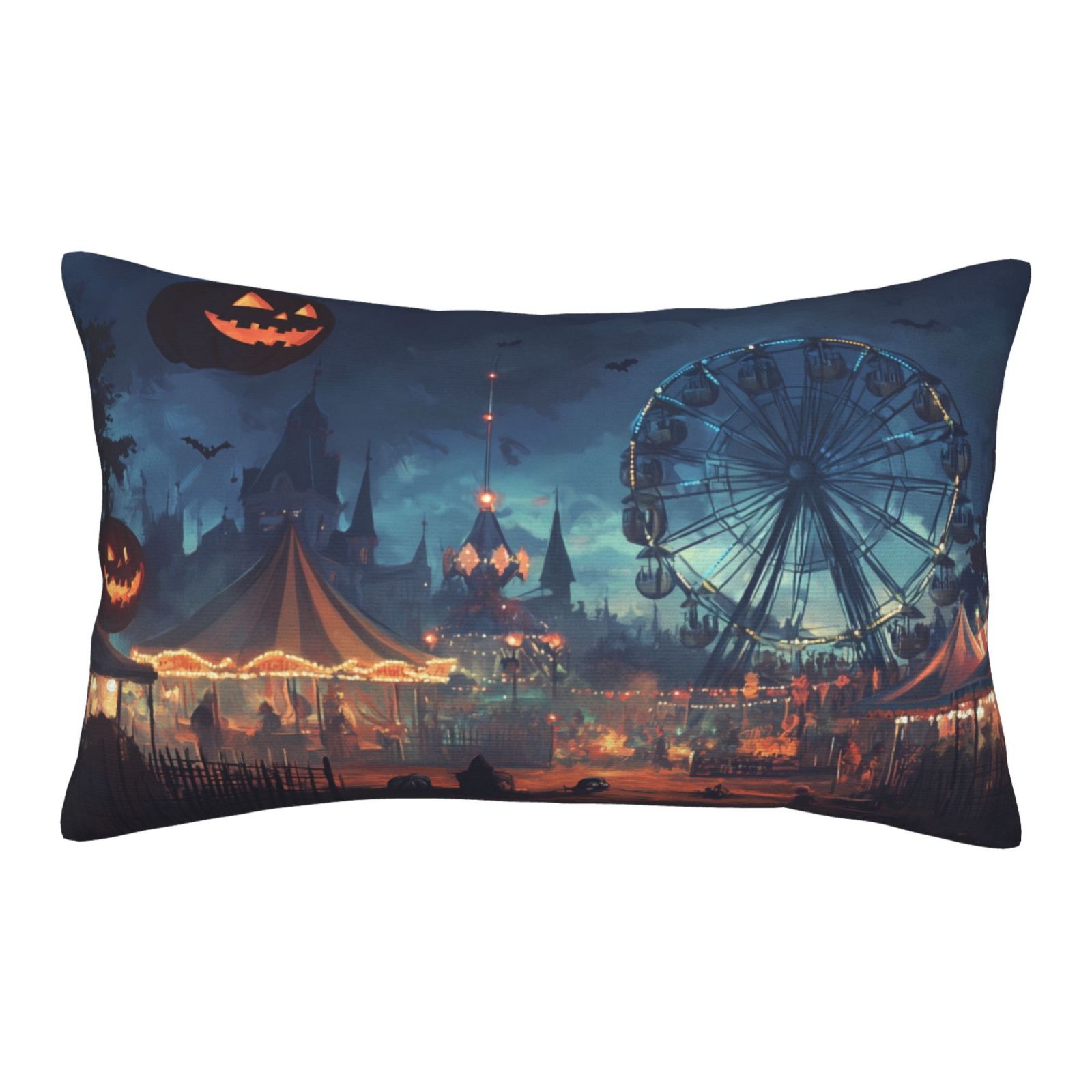 Halloween Plush Throw Pillow Covers, Halloween Pumpkin Amusement Park ...