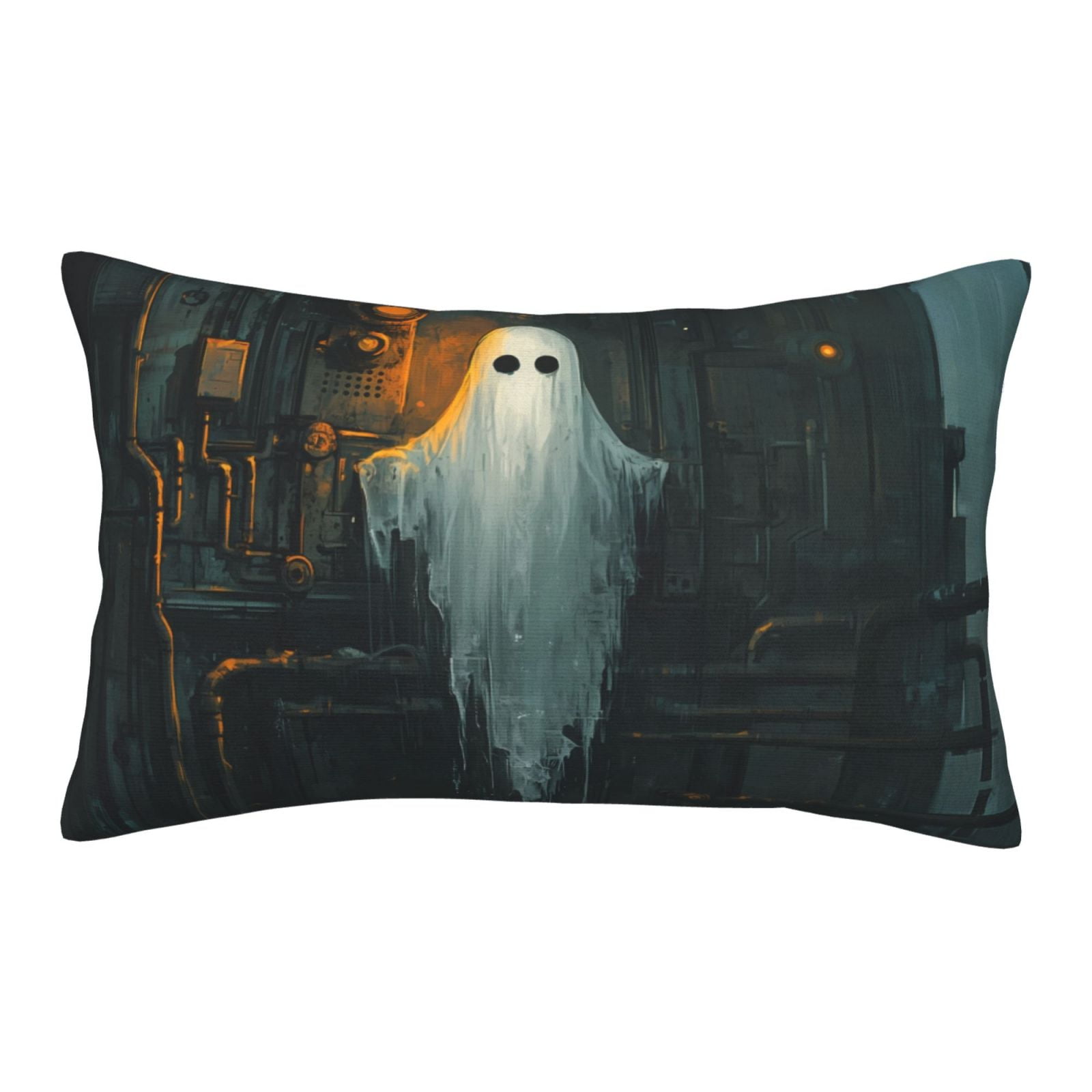 Halloween Plush Throw Pillow Covers, Halloween Industrial Style Ghost ...
