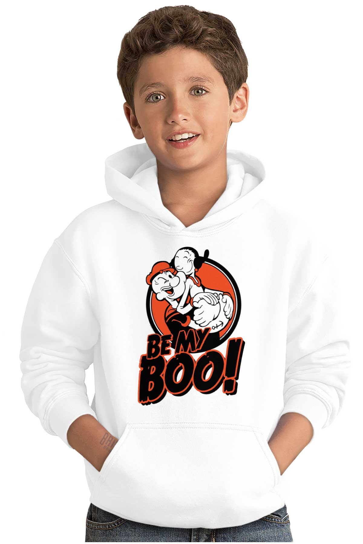Halloween Popeye Olive Oyl Be My Boo Youth Hoodie Boy Girl Teen Brisco ...