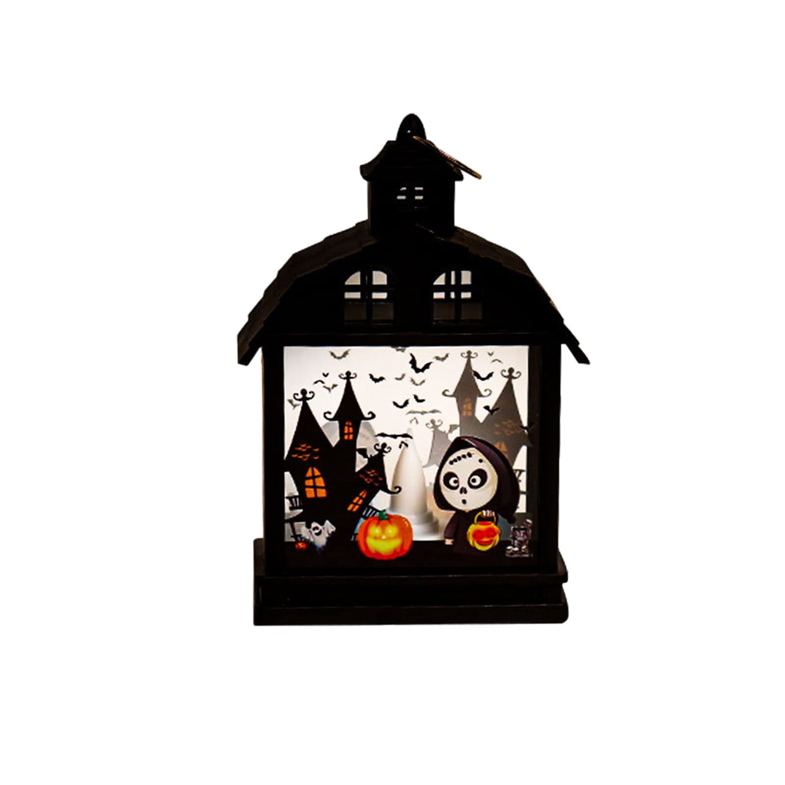 Halloween Portable Lanterns Orange Candle LED Halloween Lamp ...