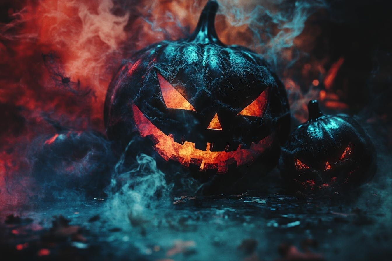 Halloween Poster, Dark Evil Pumpkin Design, High-Definition Canvas ...