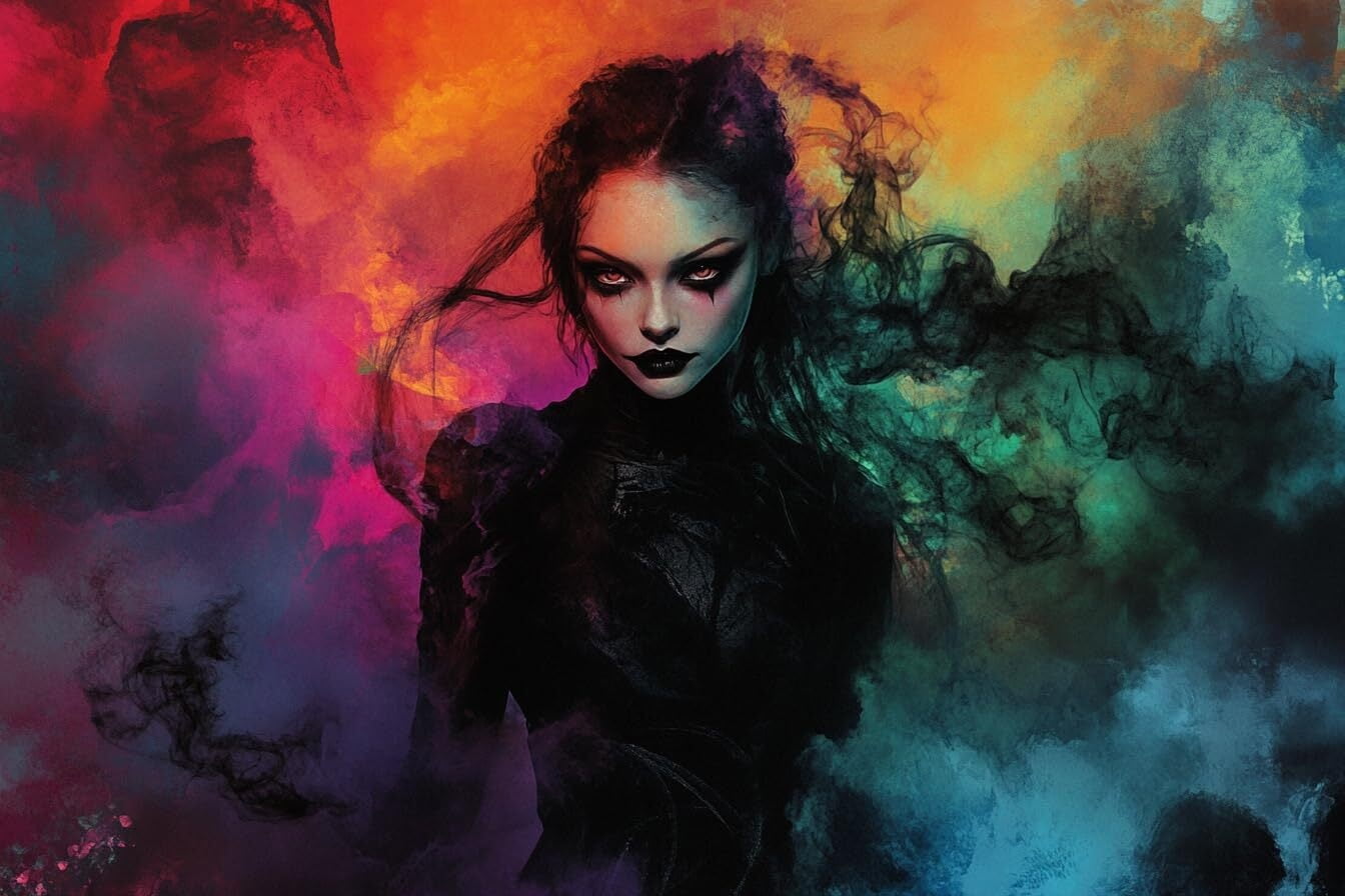 Halloween Poster Gothic Woman Art HD Canvas Painting Wall Vintage ...