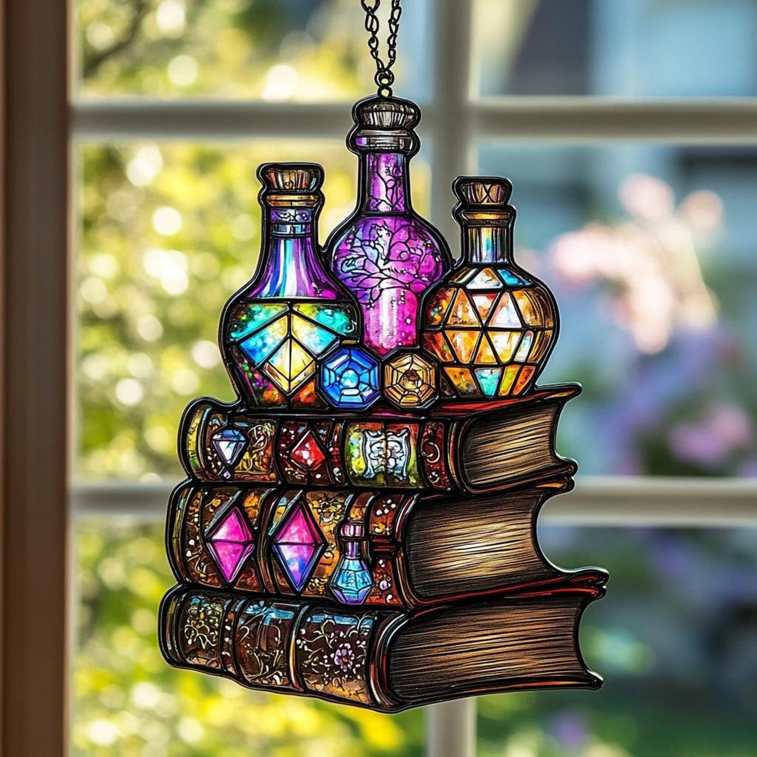 Halloween Potion Bottle Acrylic Suncatcher - Faux Stained Glass ...