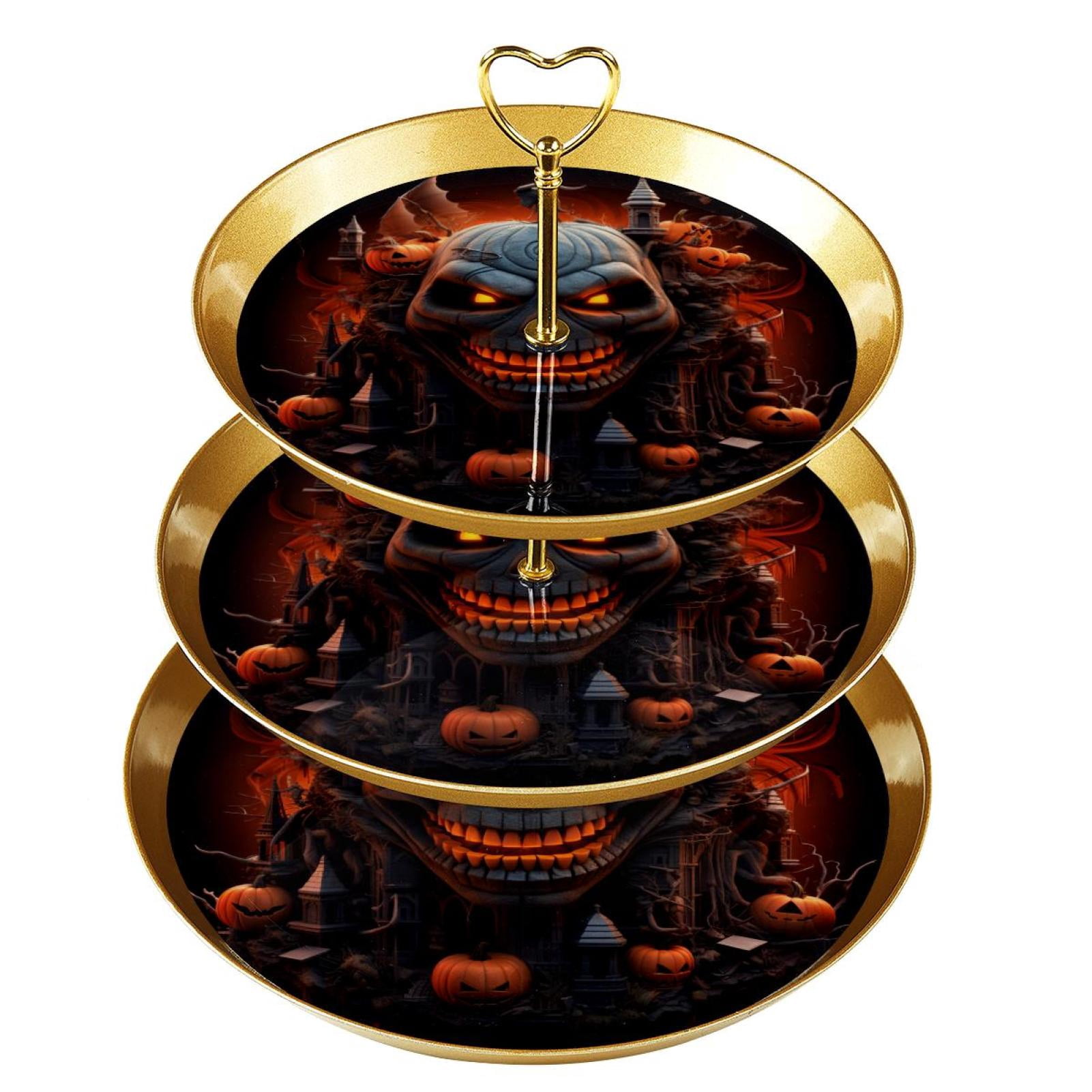 Halloween Premium Plastic Discs Iron Pillars Dessert Table Decor Set ...