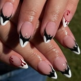 Halloween Press on Nails Long Stiletto Fake Nails Ghost False Nails ...
