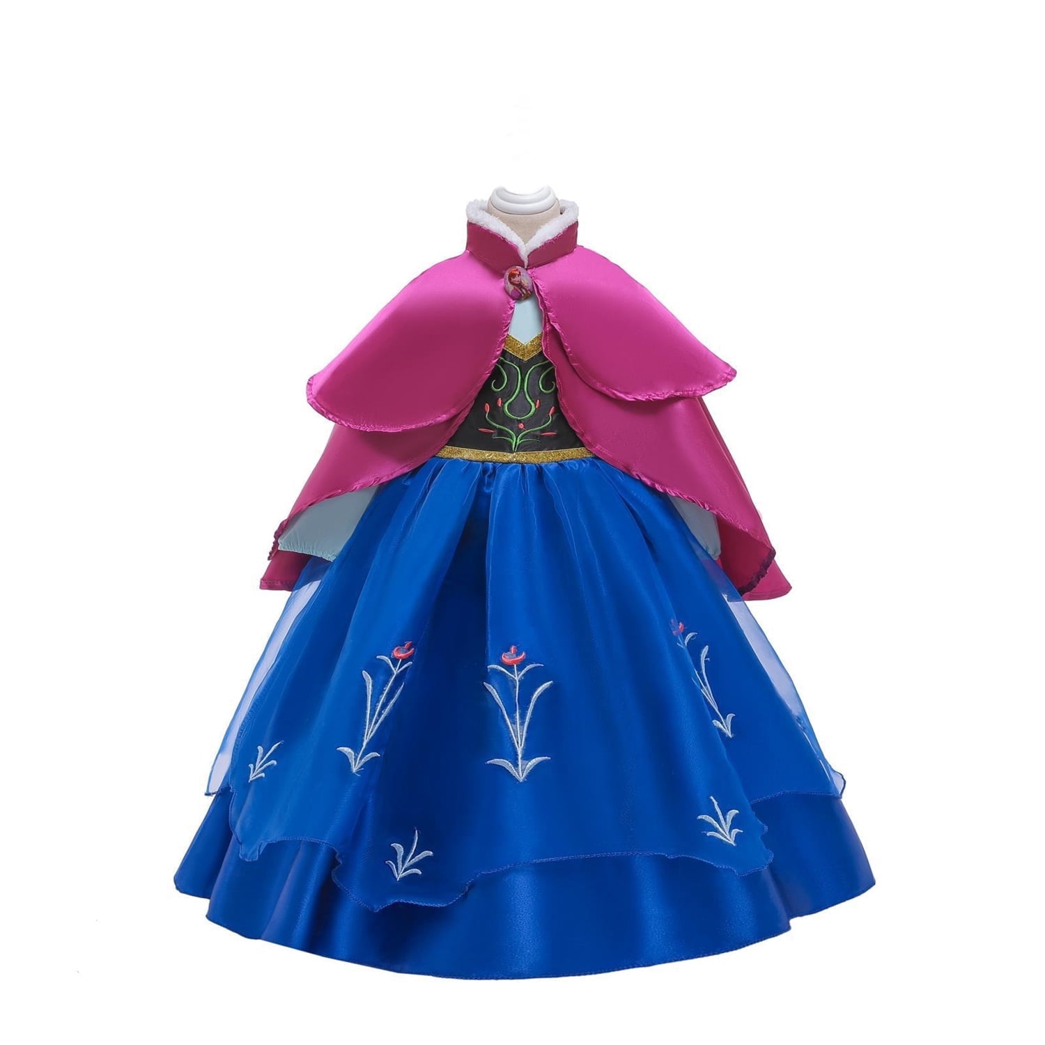 KAWELL Halloween Princess Anna Costume Girls Dress with Cape Birthday ...