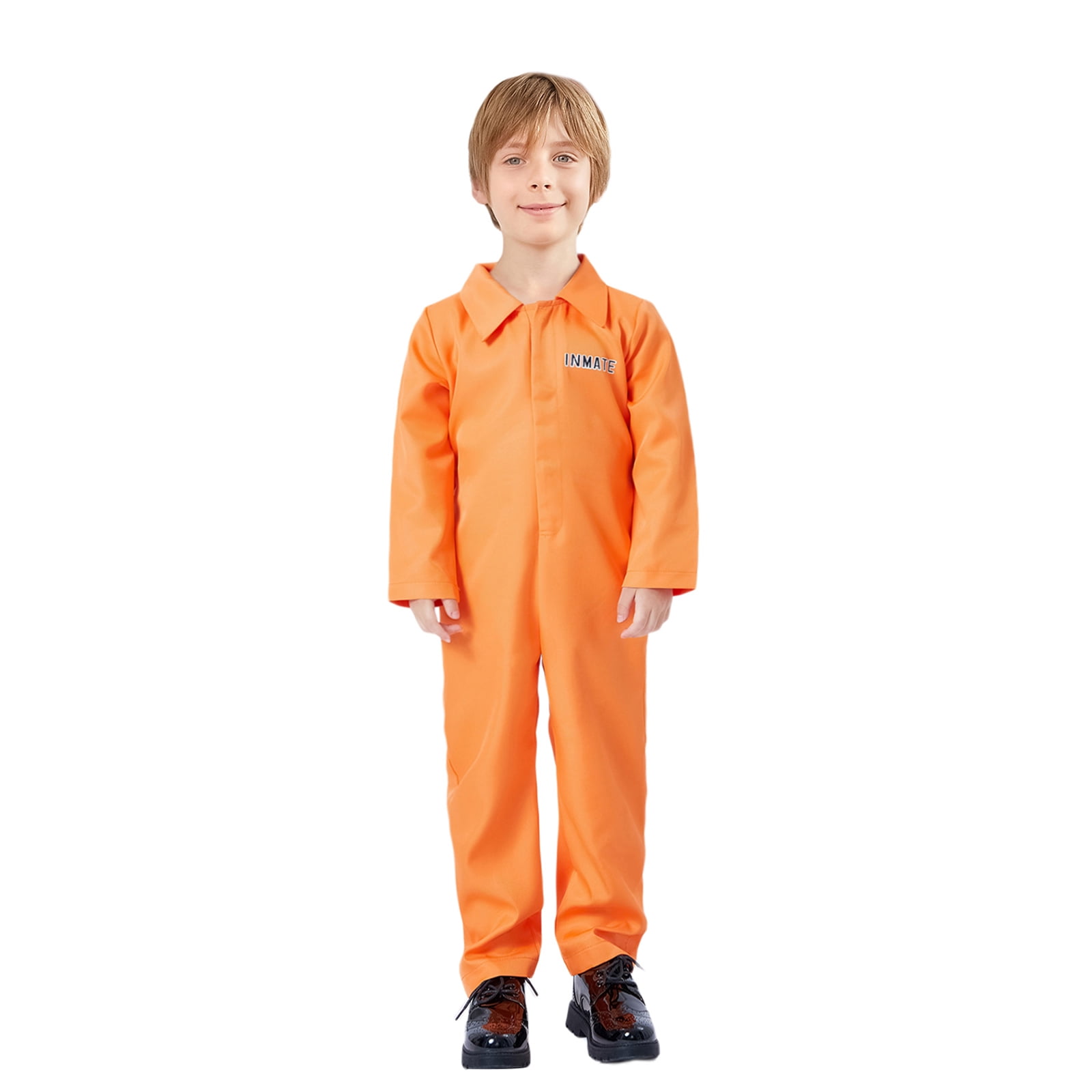 Halloween Prison Jumpsuit Costume Orange Uniform Long Sleeve Playsuit ...