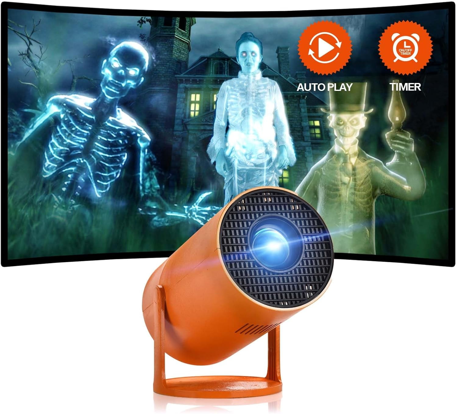 Halloween Projector 2025 Upgraded, HD 1080P Short Throw Portable ...