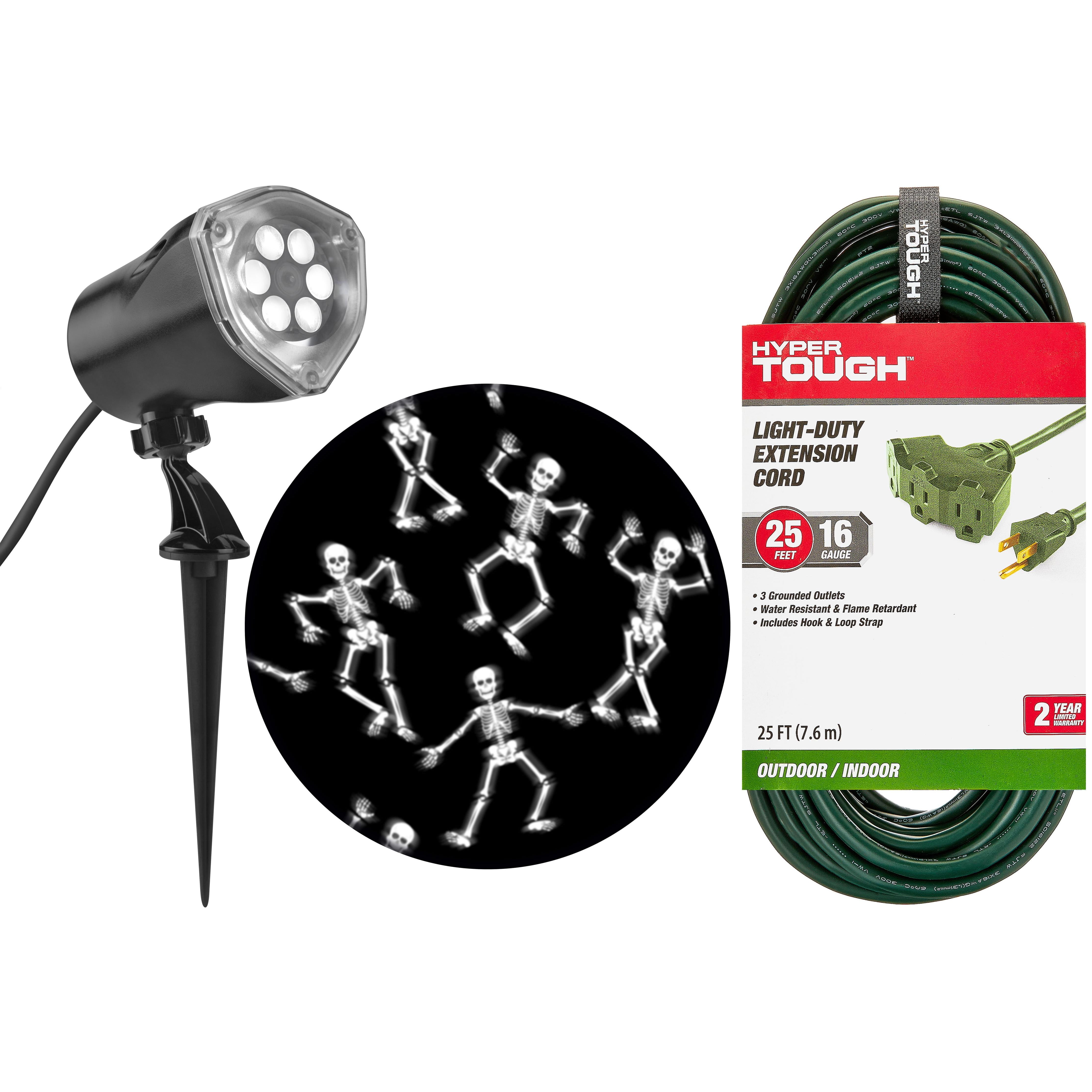 Halloween Projector Light Whirl a Motion Skeletons + Hyper Tough 25FT ...