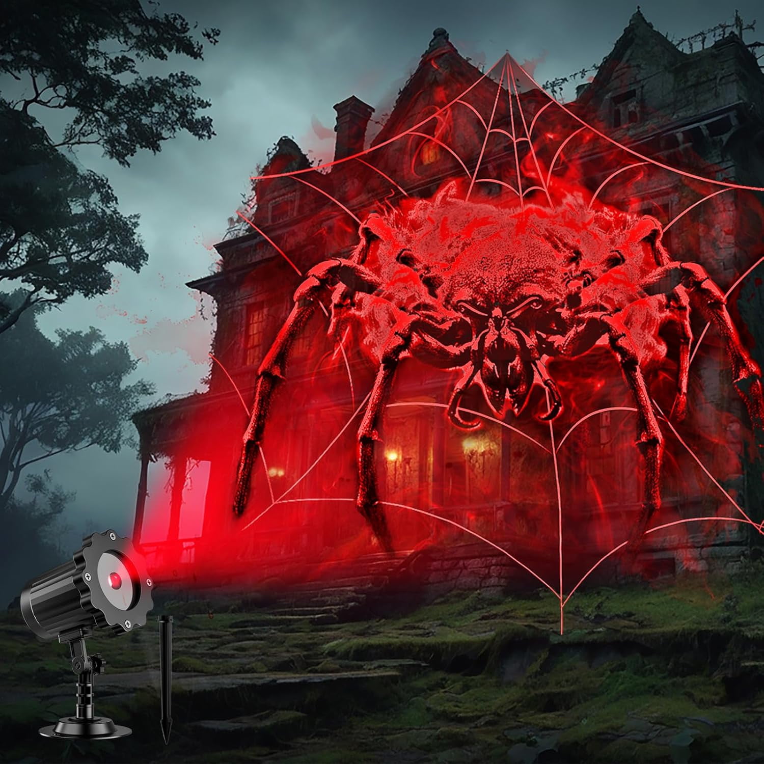 Halloween Projector Lights Outdoor, 3D Dynamic Ghost Spider, Halloween ...