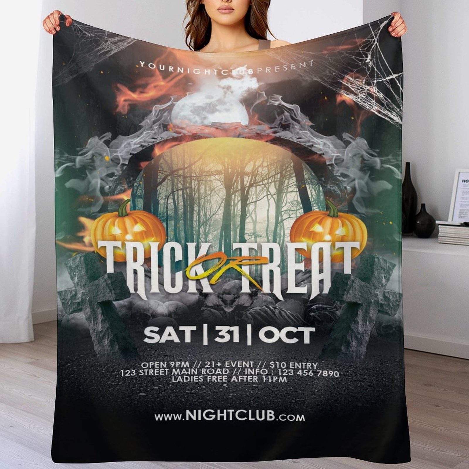Halloween Promotional Poster (10) Throw Blanket- Soft, Decorative ...