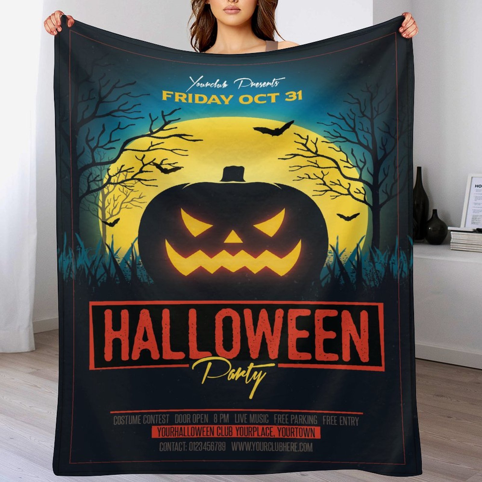 Halloween Promotional Poster (12) Throw Blanket- Soft, Decorative ...