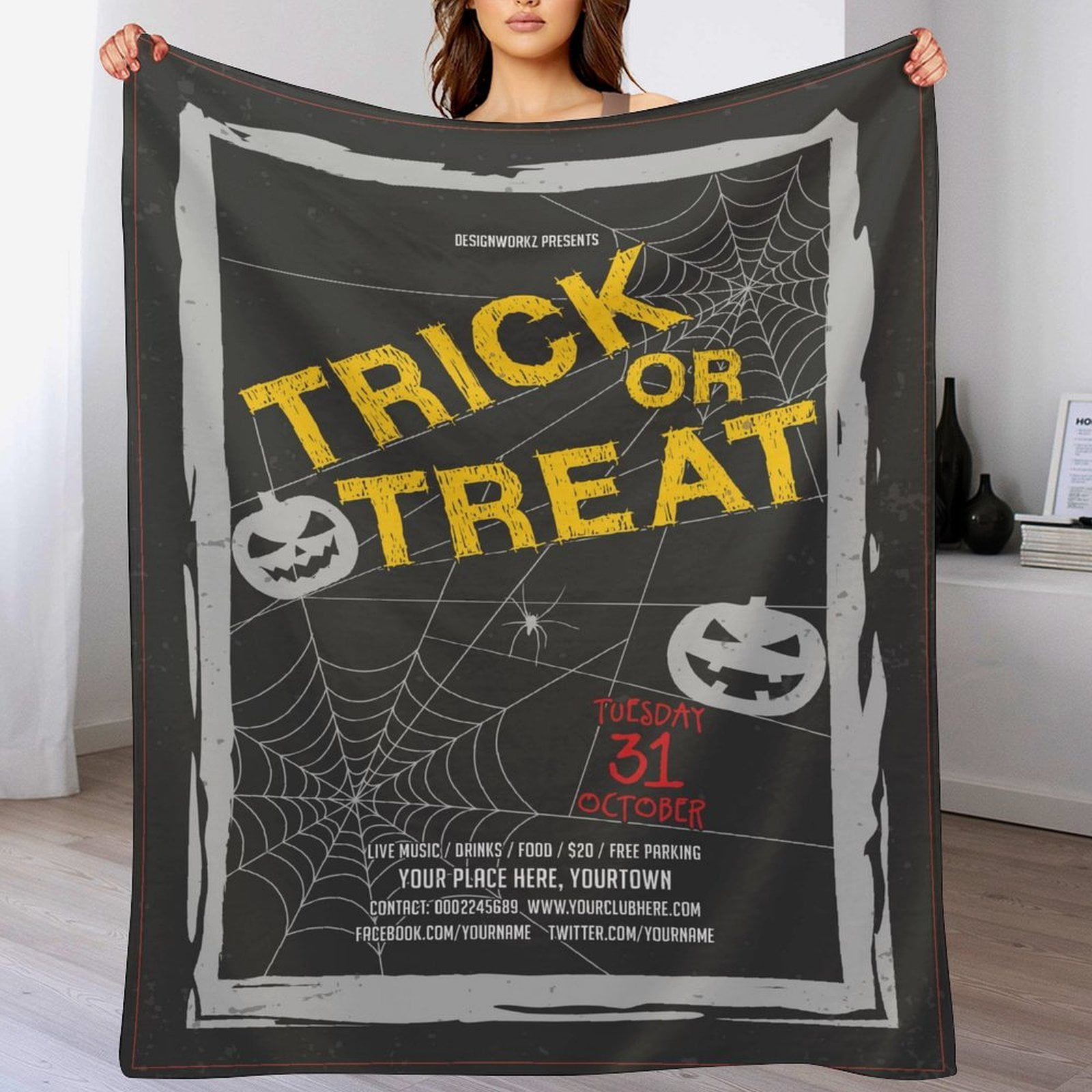 Halloween Promotional Poster (46) Throw Blanket- Soft, Decorative ...