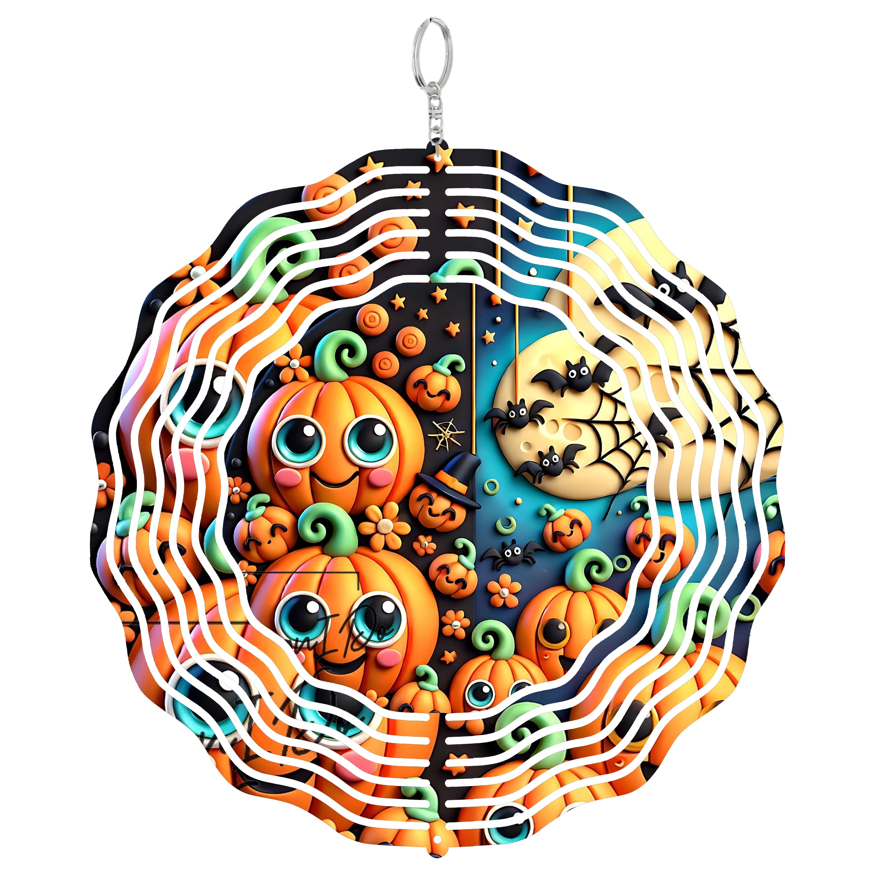 Halloween Pumpkin 3D Wind Spinner Kinetic Yard Art Hanging Outdoor ...
