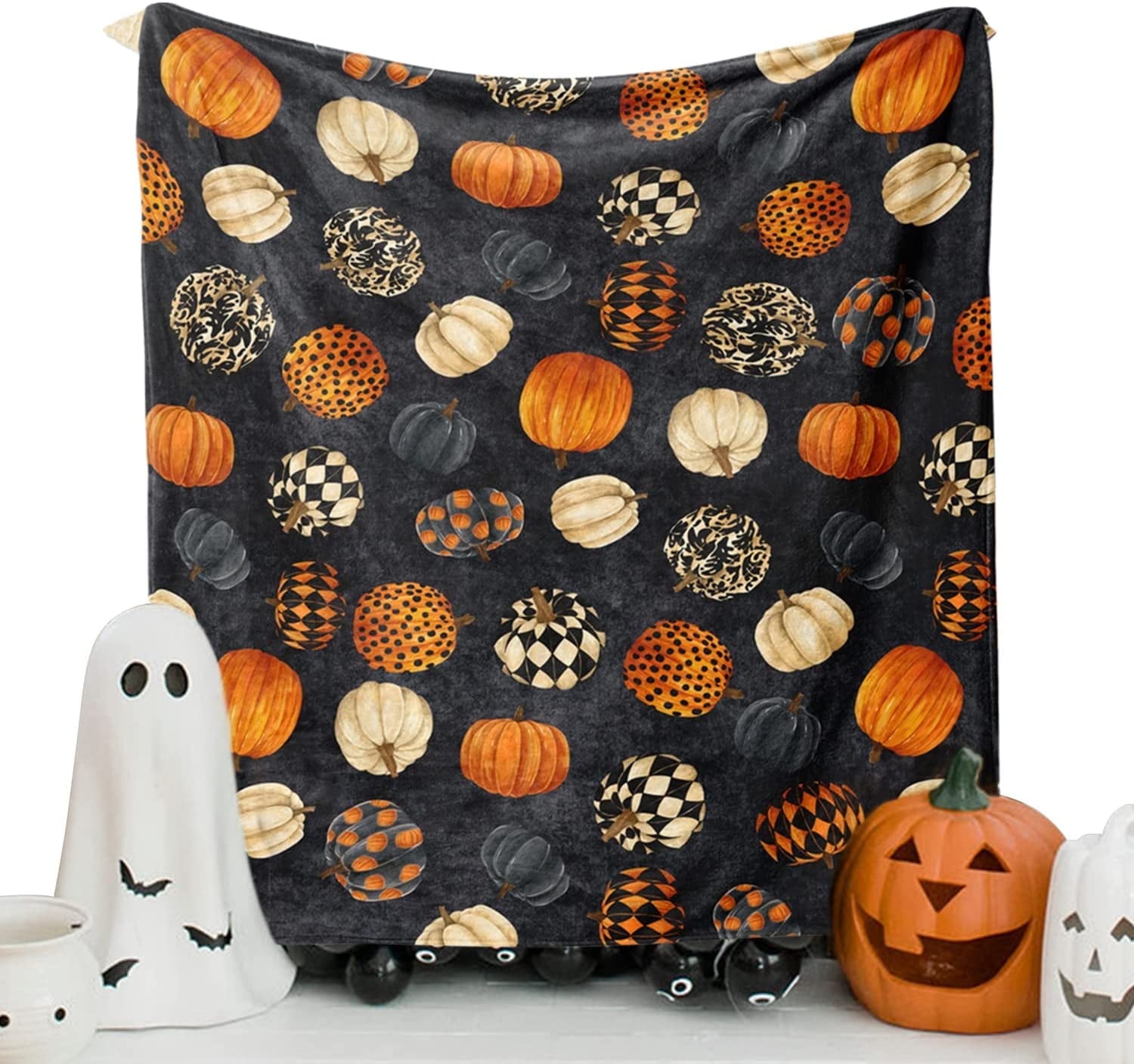 Walmart Halloween Themed Soft Plush Seasonal Pumpkin Art Fall Fleece ...