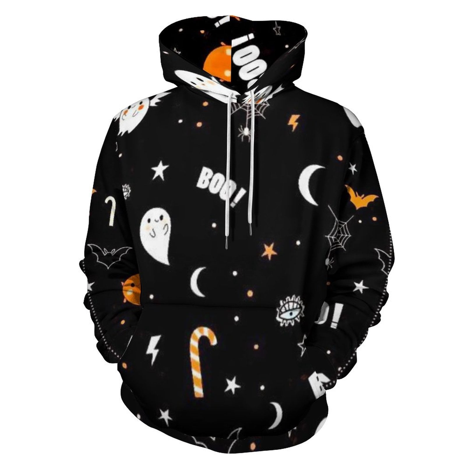 Halloween Pumpkin Bat Ghost Women Men Hooded Hoodie Sweater Long Sleeve ...