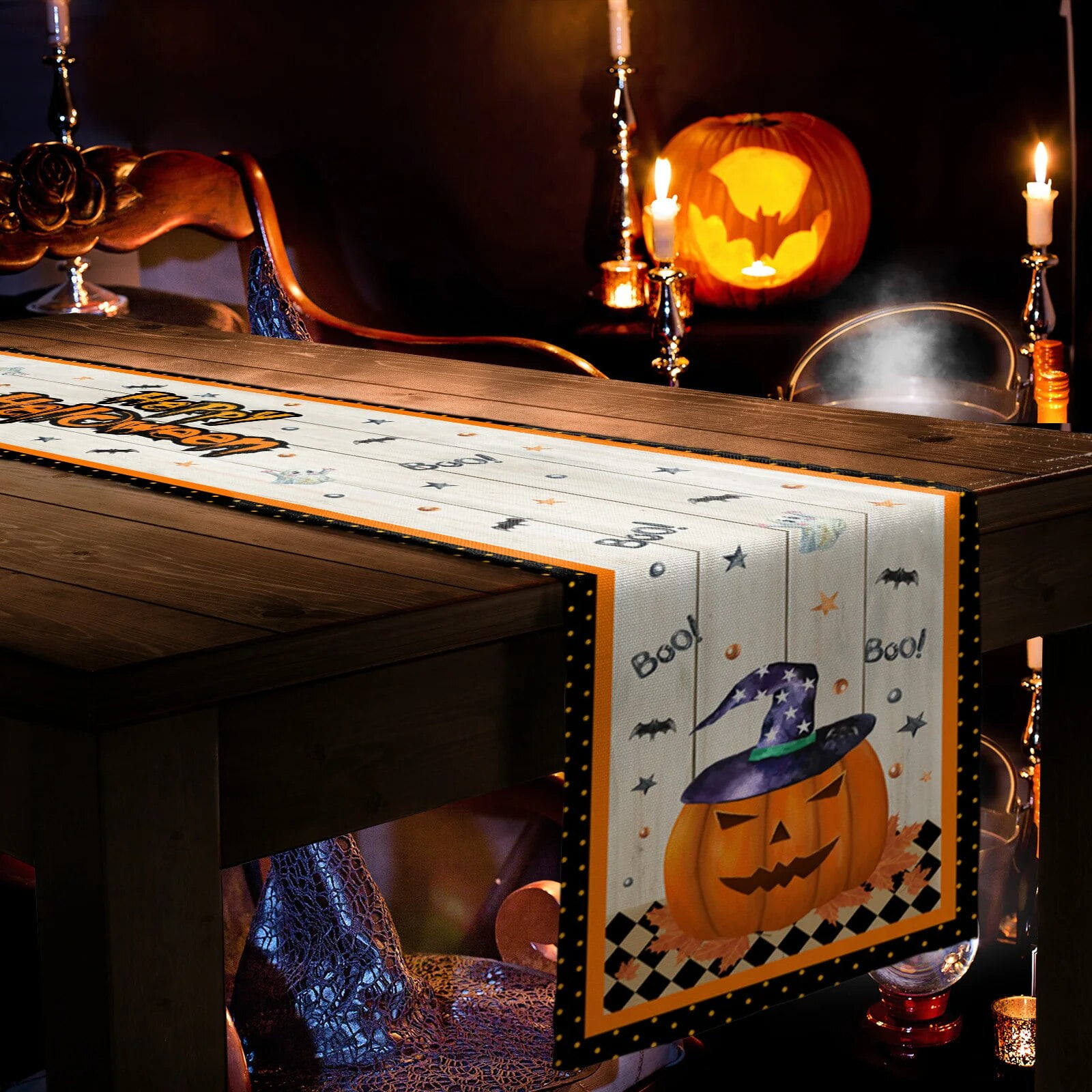 Halloween Pumpkin Bat Table Runner Luxury Home Dining Table Coffee ...