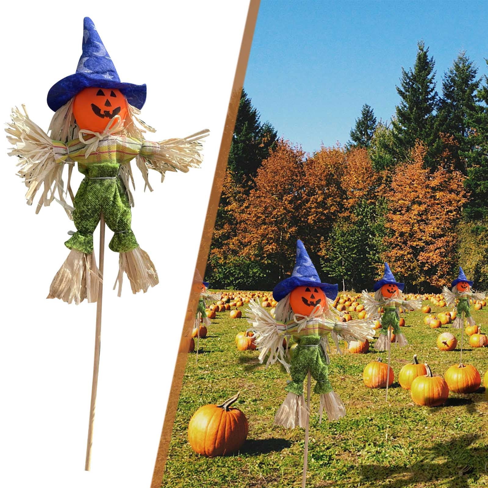 Halloween Pumpkin Broom Witch Scarecrow Doll Decoration - Festive Plug ...