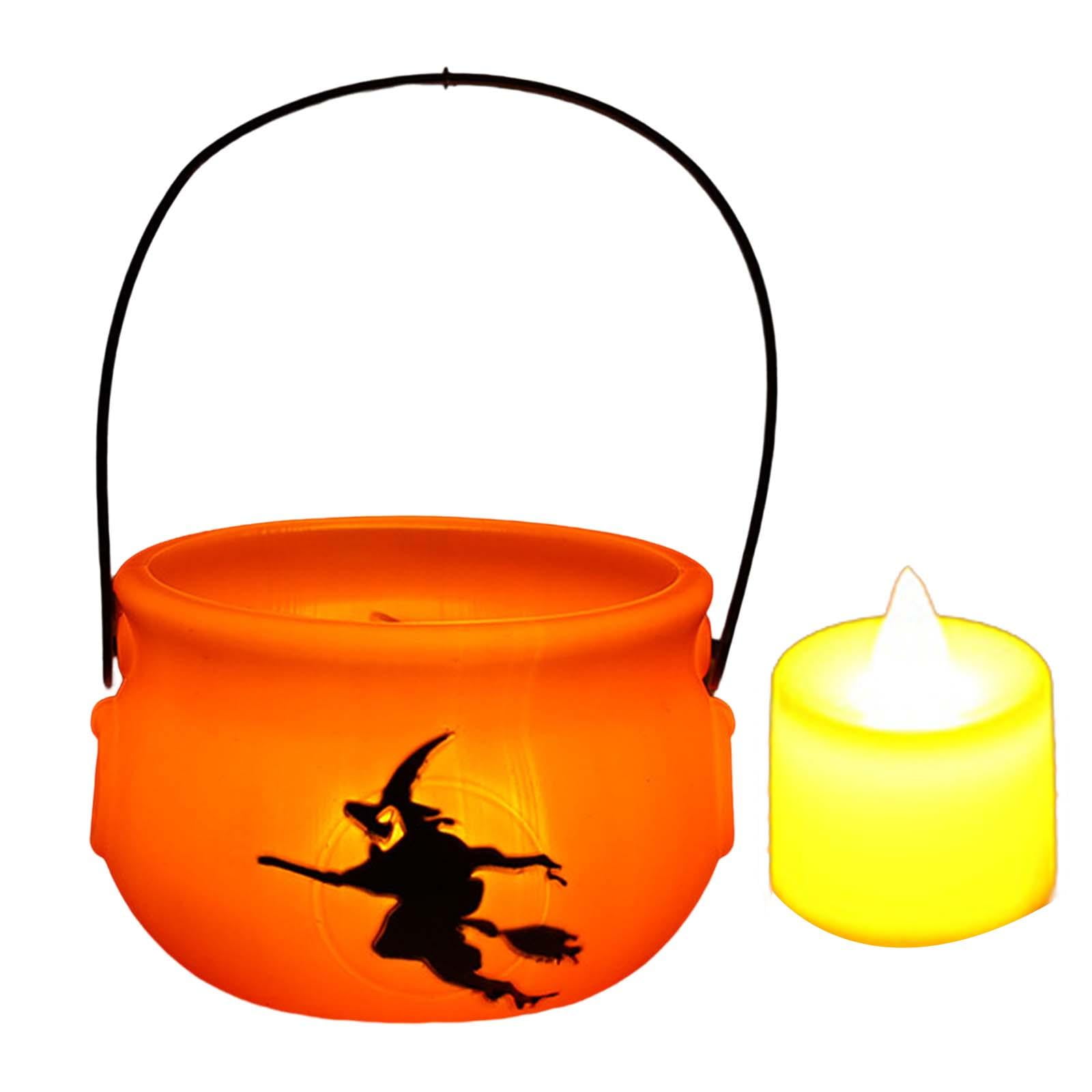 Halloween Pumpkin Buckets, Candy Pail with Handle, Candy Basket Trick ...