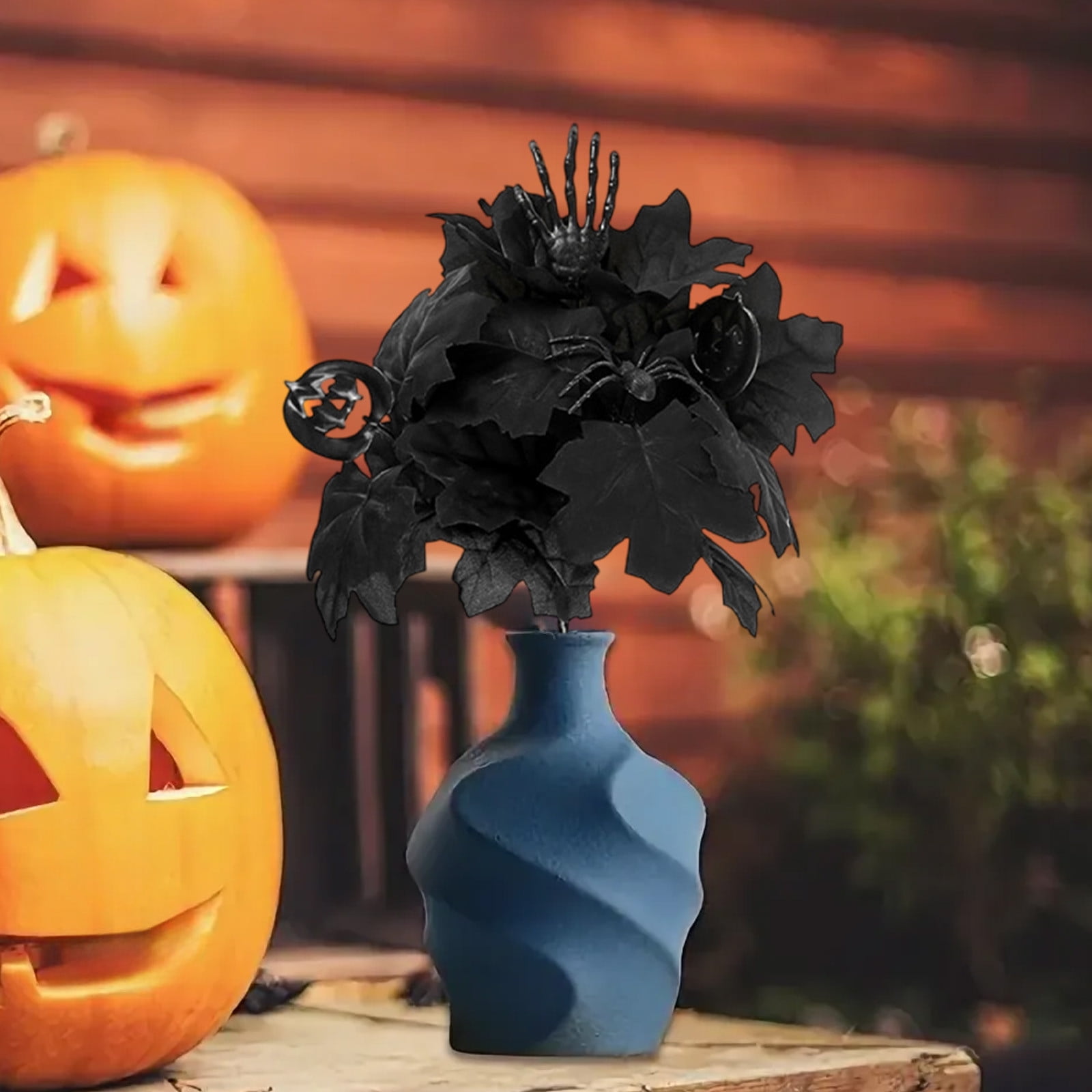 Halloween Pumpkin Bunches,Long Black Artificial Halloween Picks Stems ...